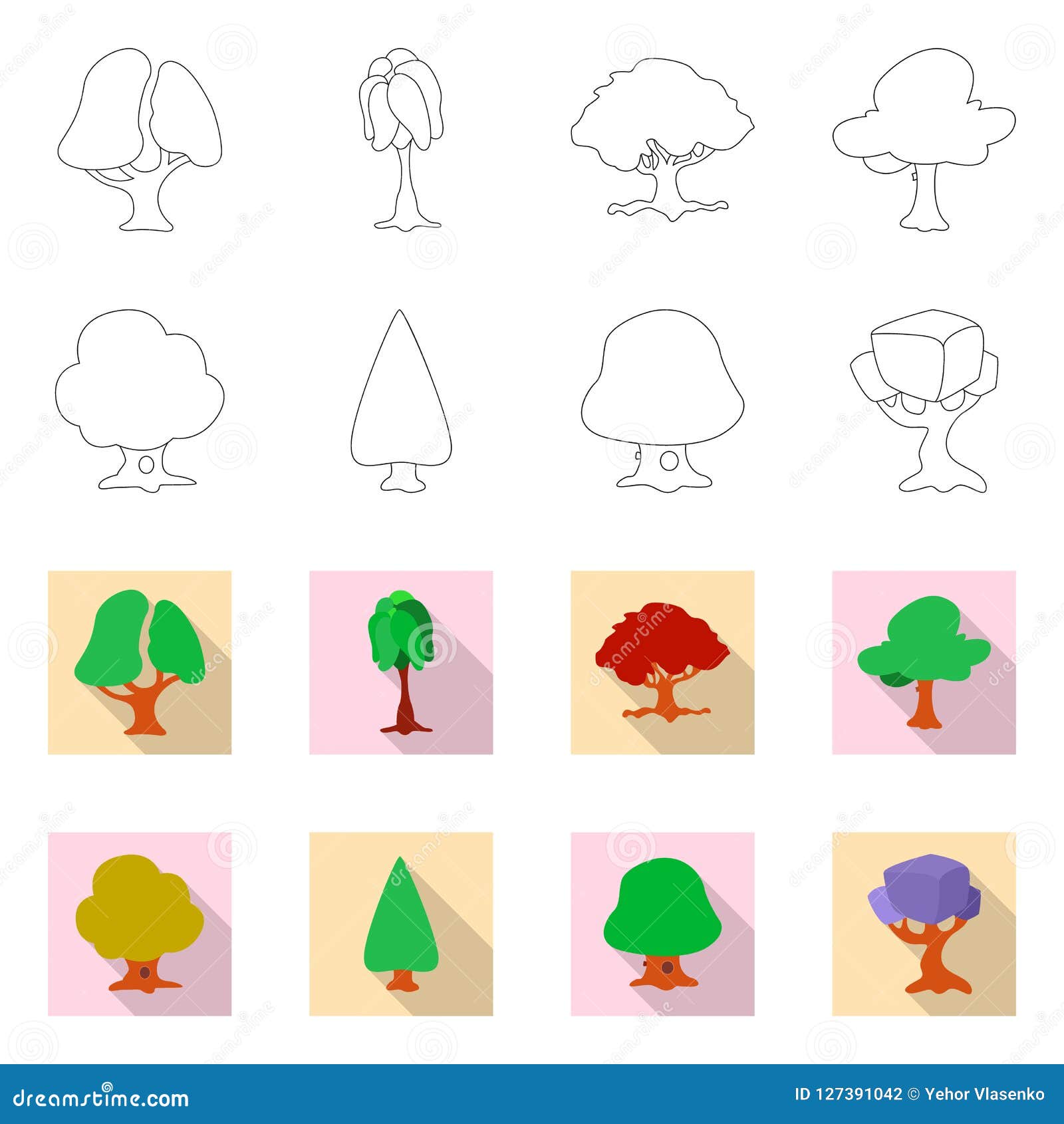 Vector Illustration Of Tree And Nature Logo Set Of Tree And Crown