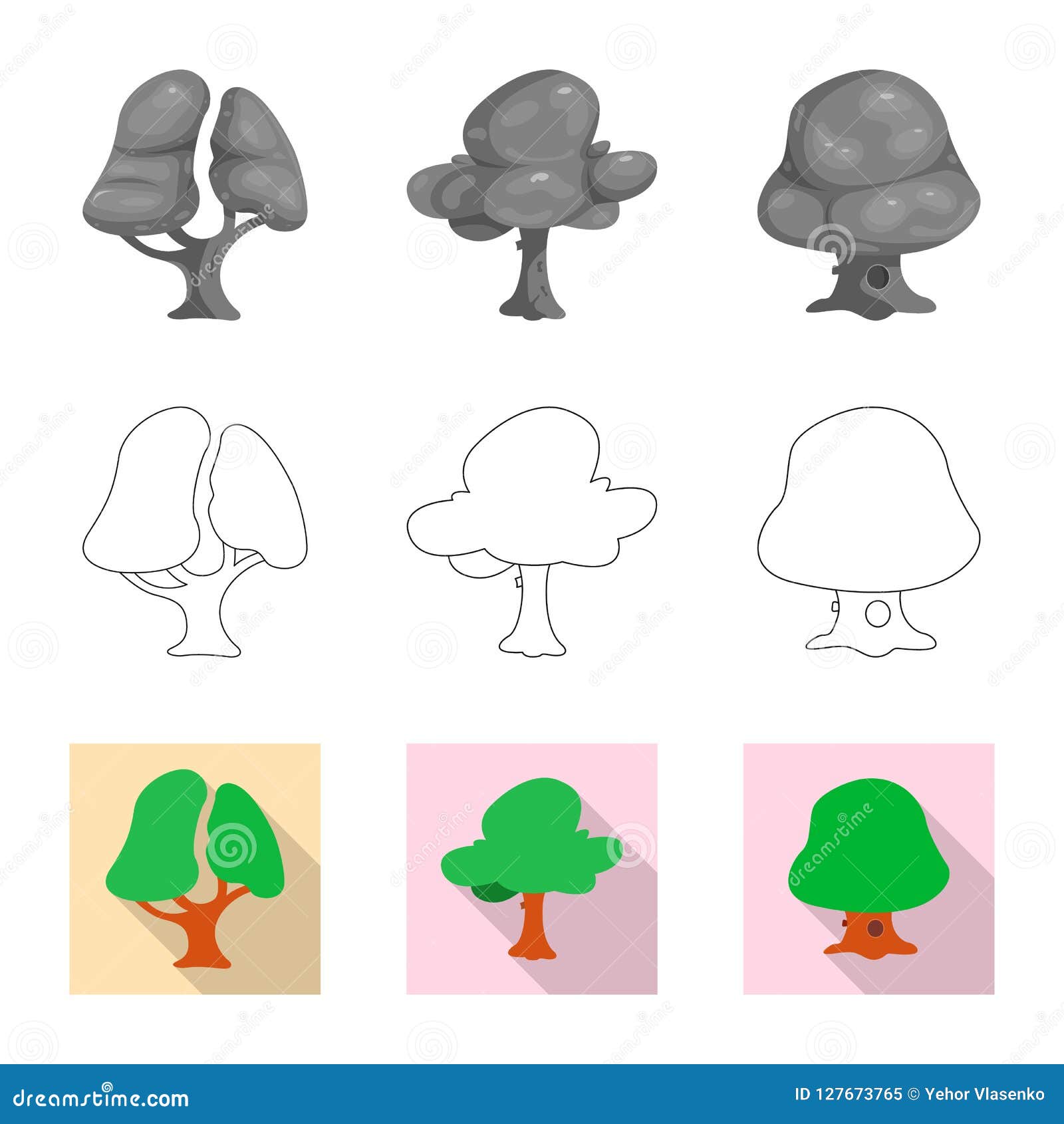 Vector Design of Tree and Nature Sign. Collection of Tree and Crown ...