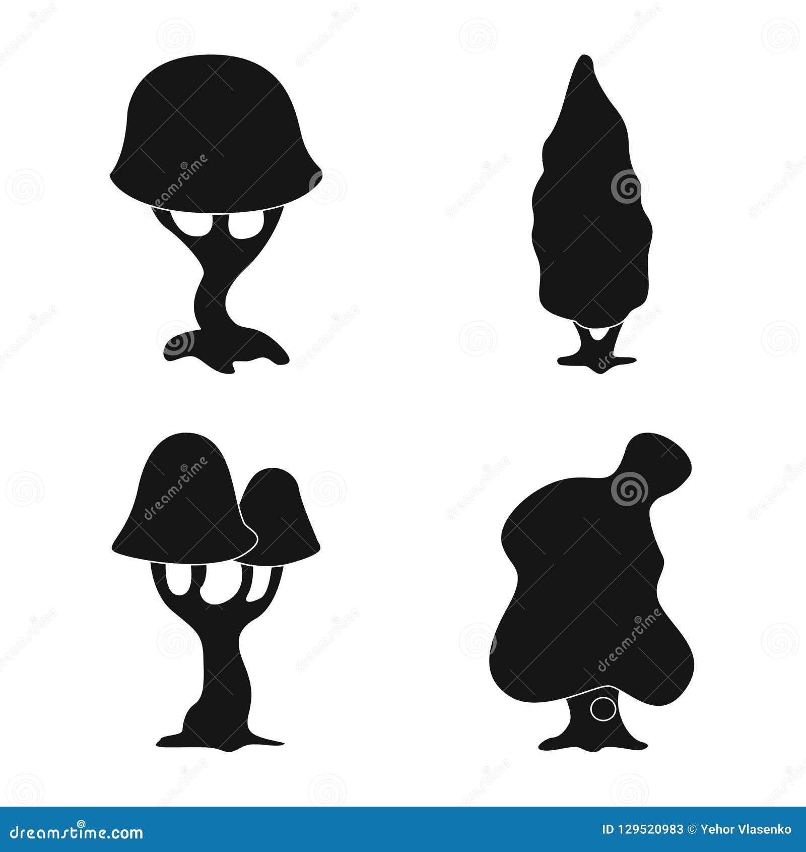 Vector Design of Tree and Nature Sign. Collection of Tree and Crown ...