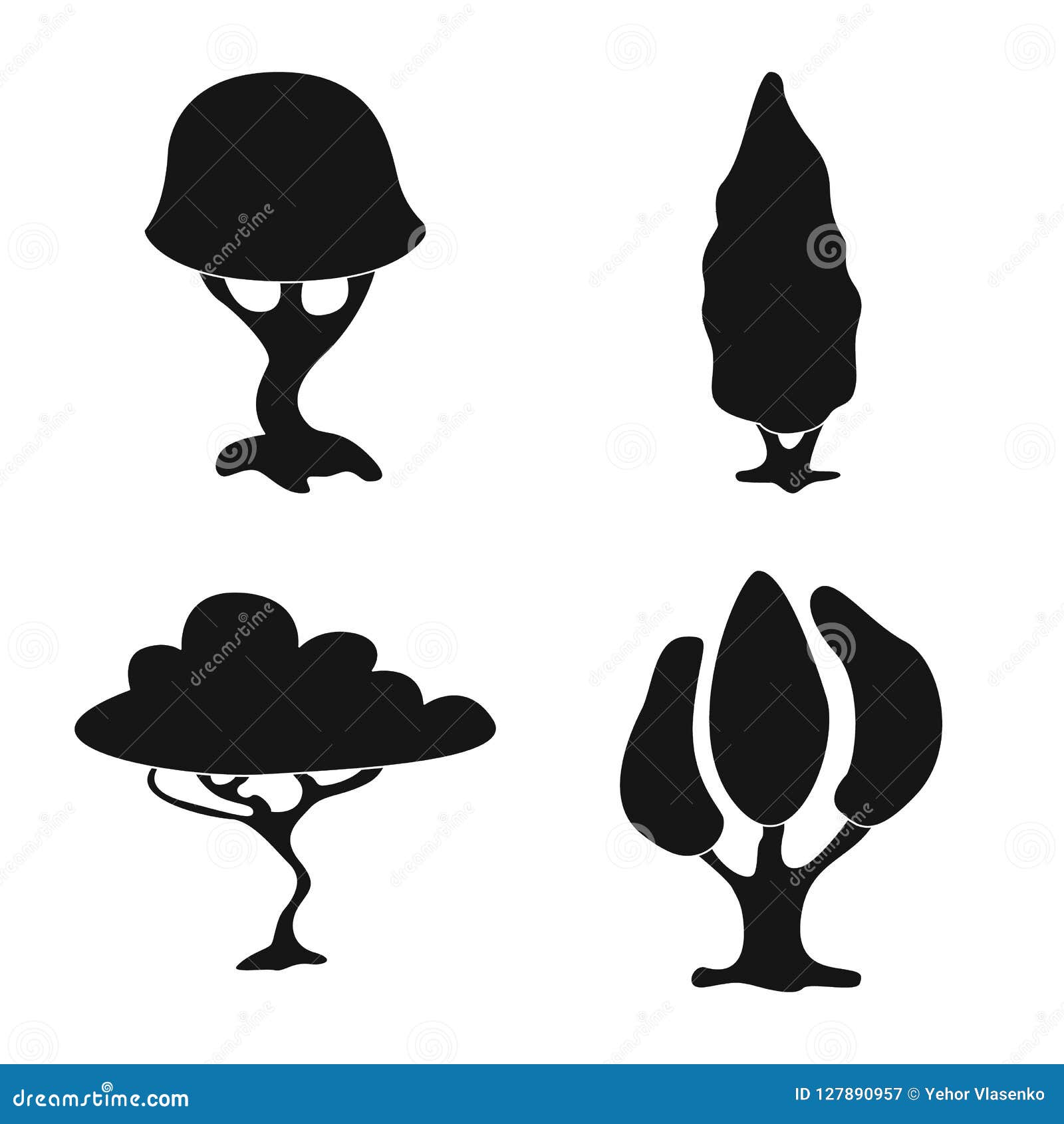 Vector Design of Tree and Nature Symbol. Set of Tree and Crown Stock ...