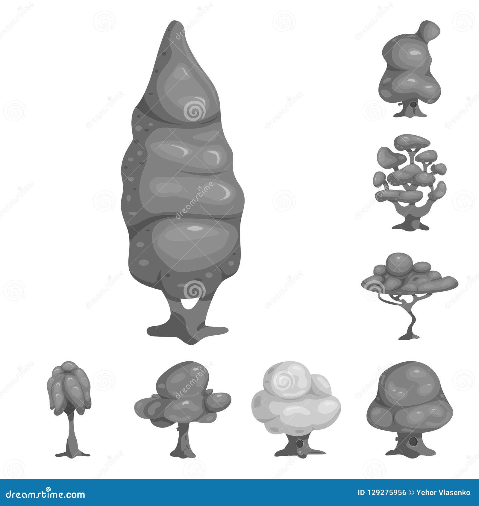 Vector Design of Tree and Nature Symbol. Collection of Tree and Crown ...