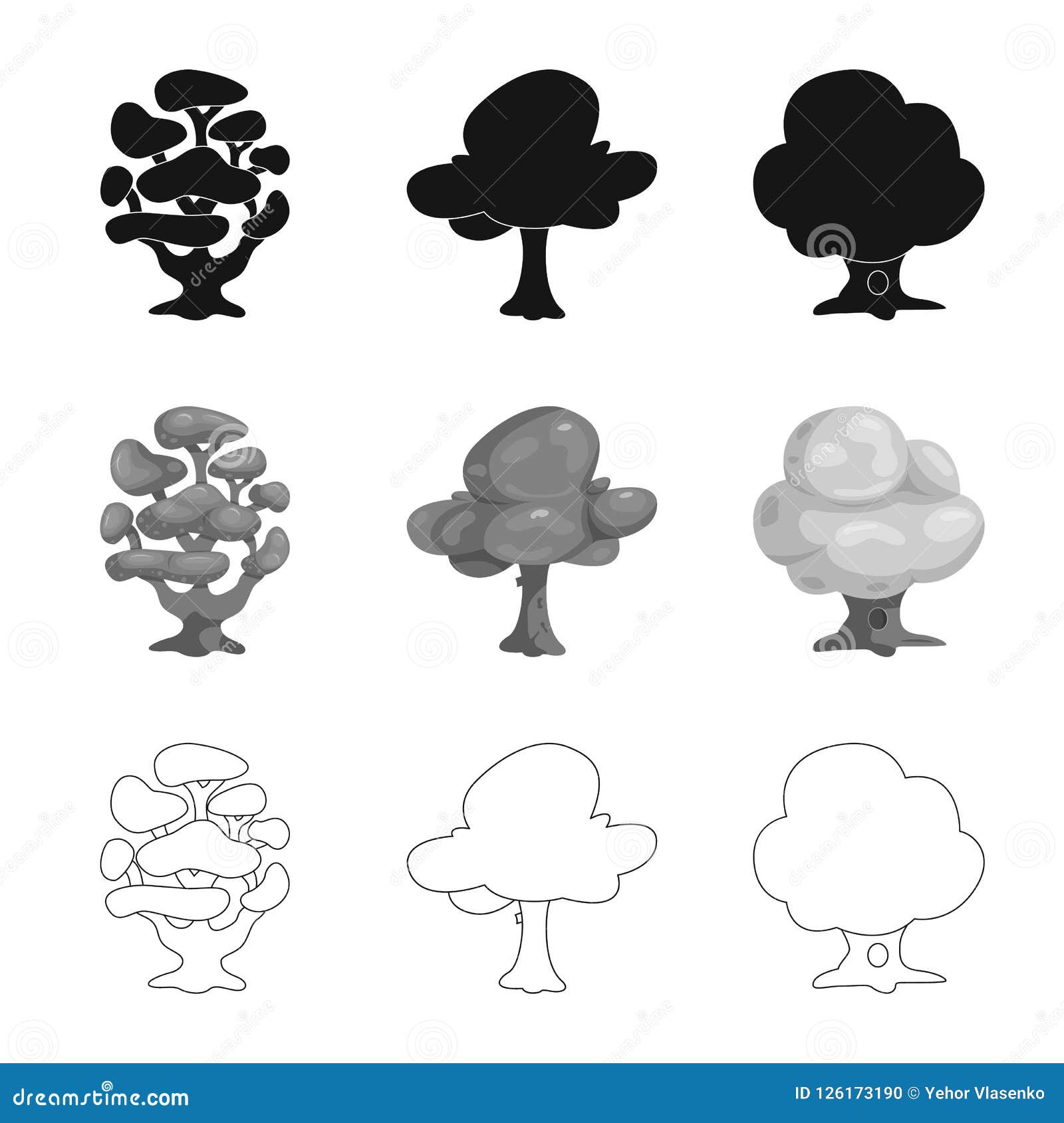 Vector Design of Tree and Nature Symbol. Collection of Tree and Crown ...