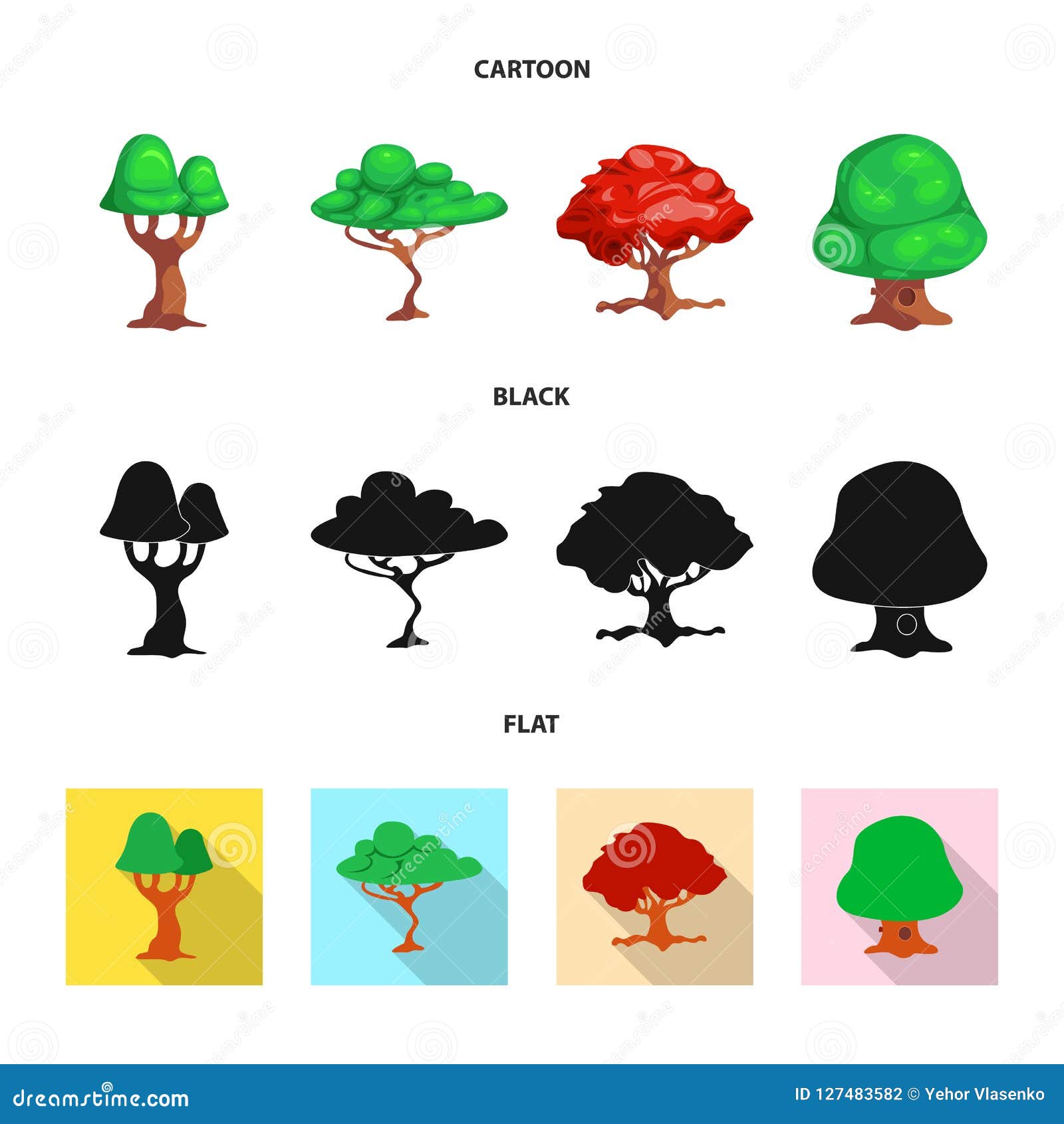 Vector Design of Tree and Nature Icon. Set of Tree and Crown Stock ...