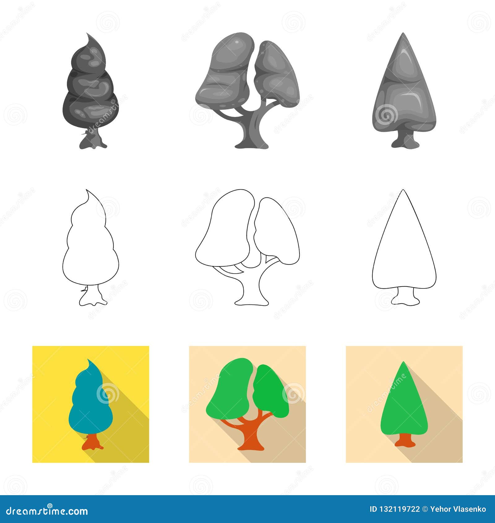 Vector Design of Tree and Nature Icon. Set of Tree and Crown Stock ...
