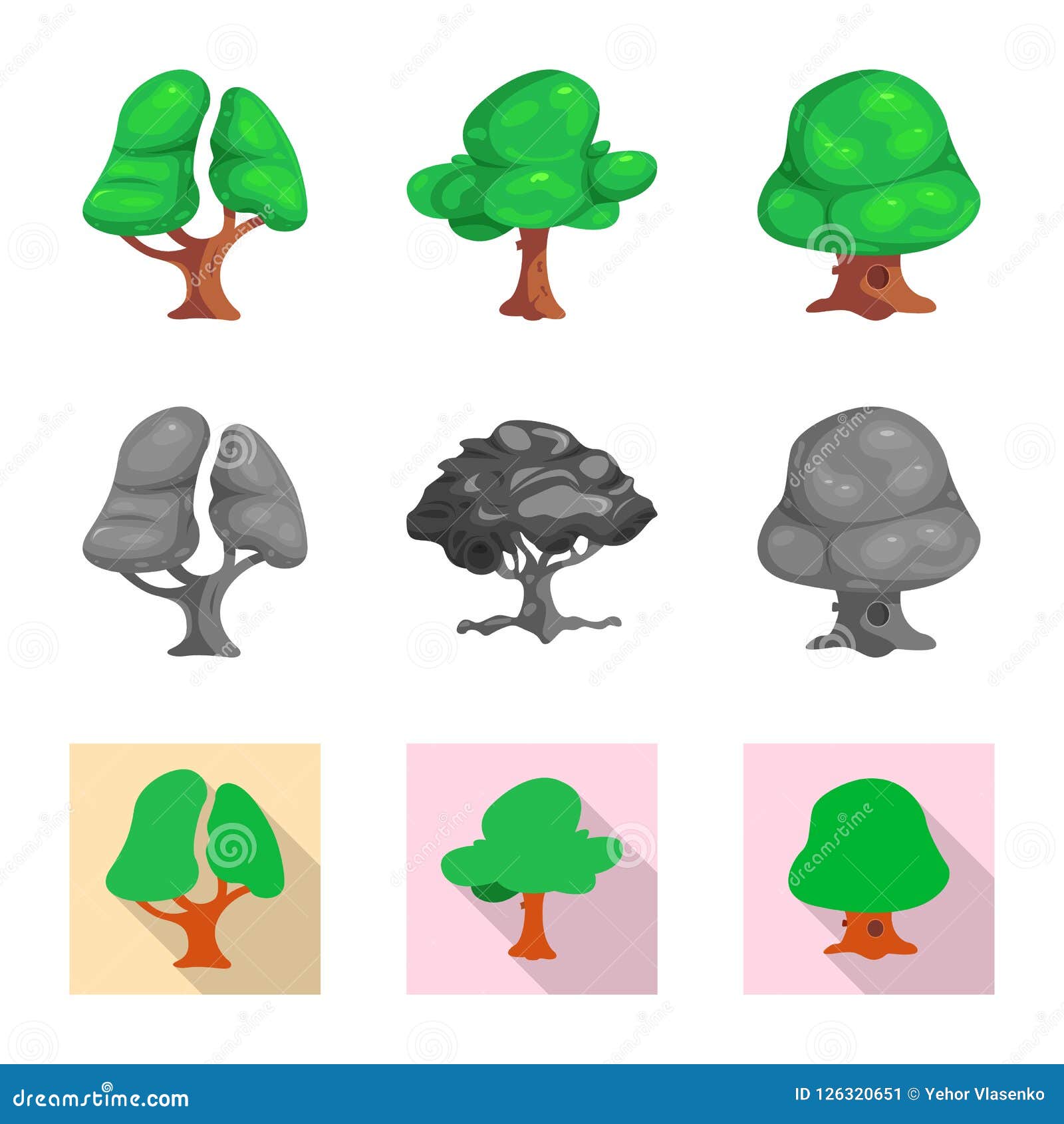 Vector Design of Tree and Nature Icon. Collection of Tree and Crown ...