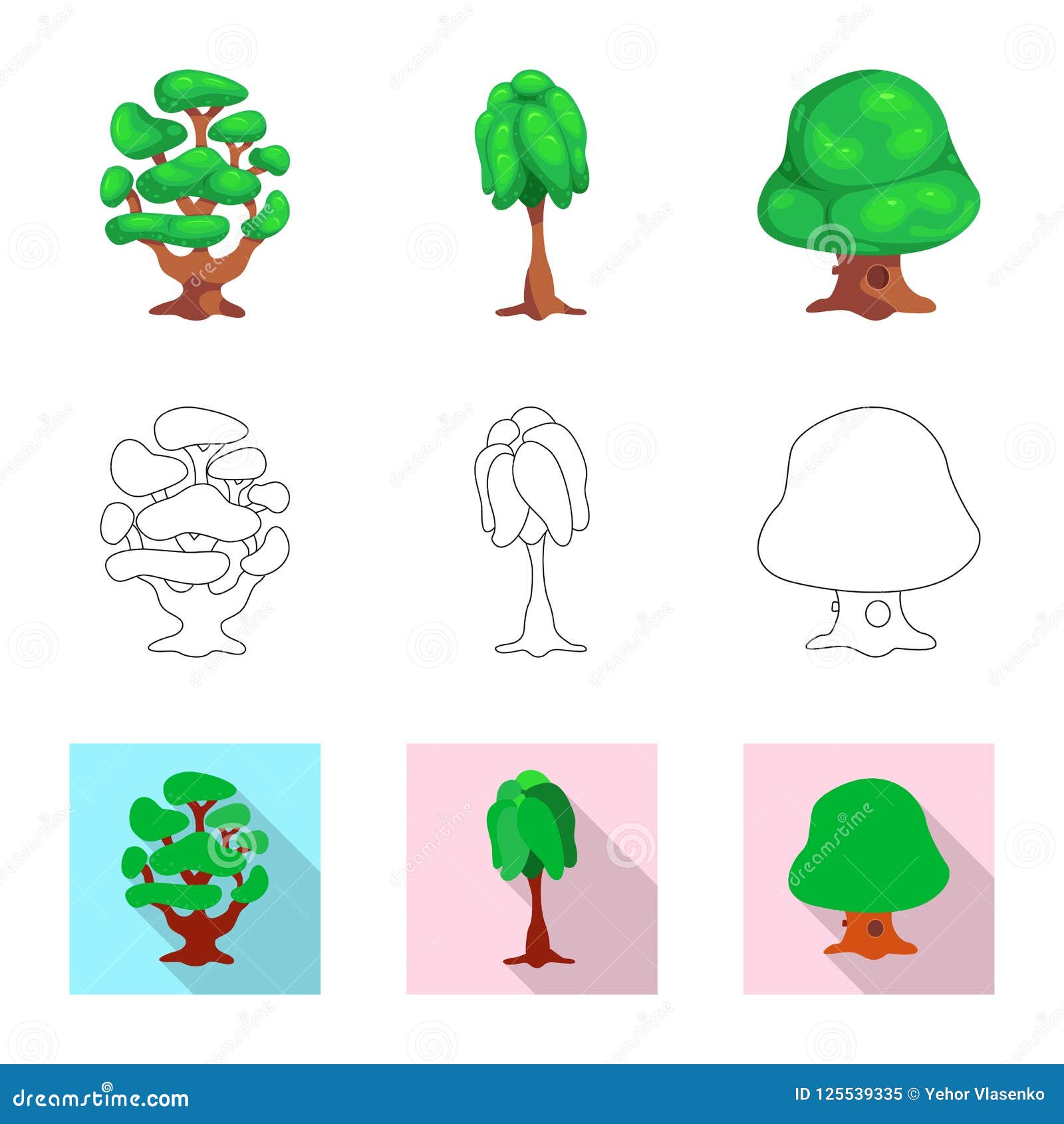 Vector Design of Tree and Nature Icon. Collection of Tree and Crown ...