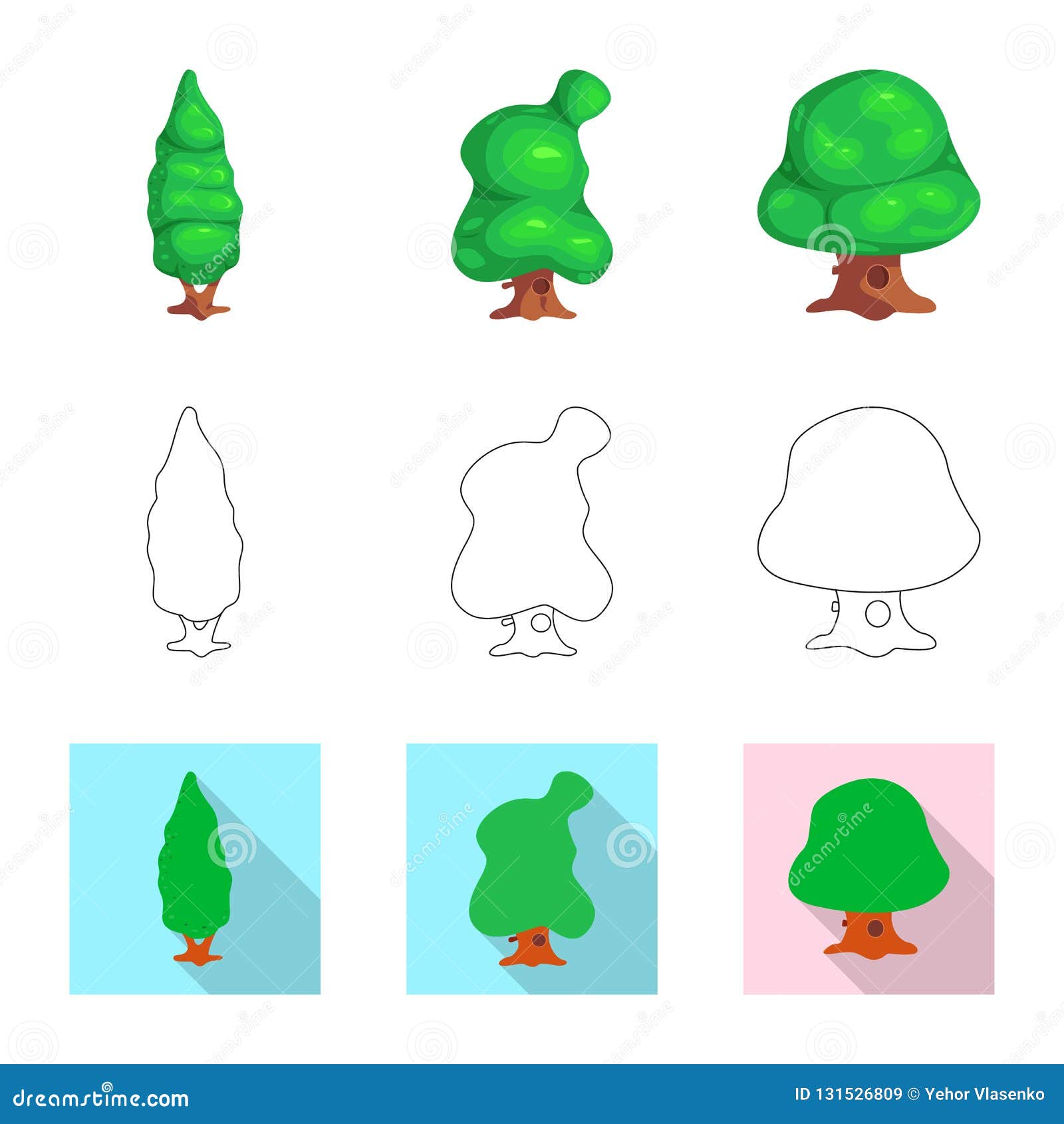 Vector Illustration Of Tree And Nature Symbol Set Of Tree And Crown