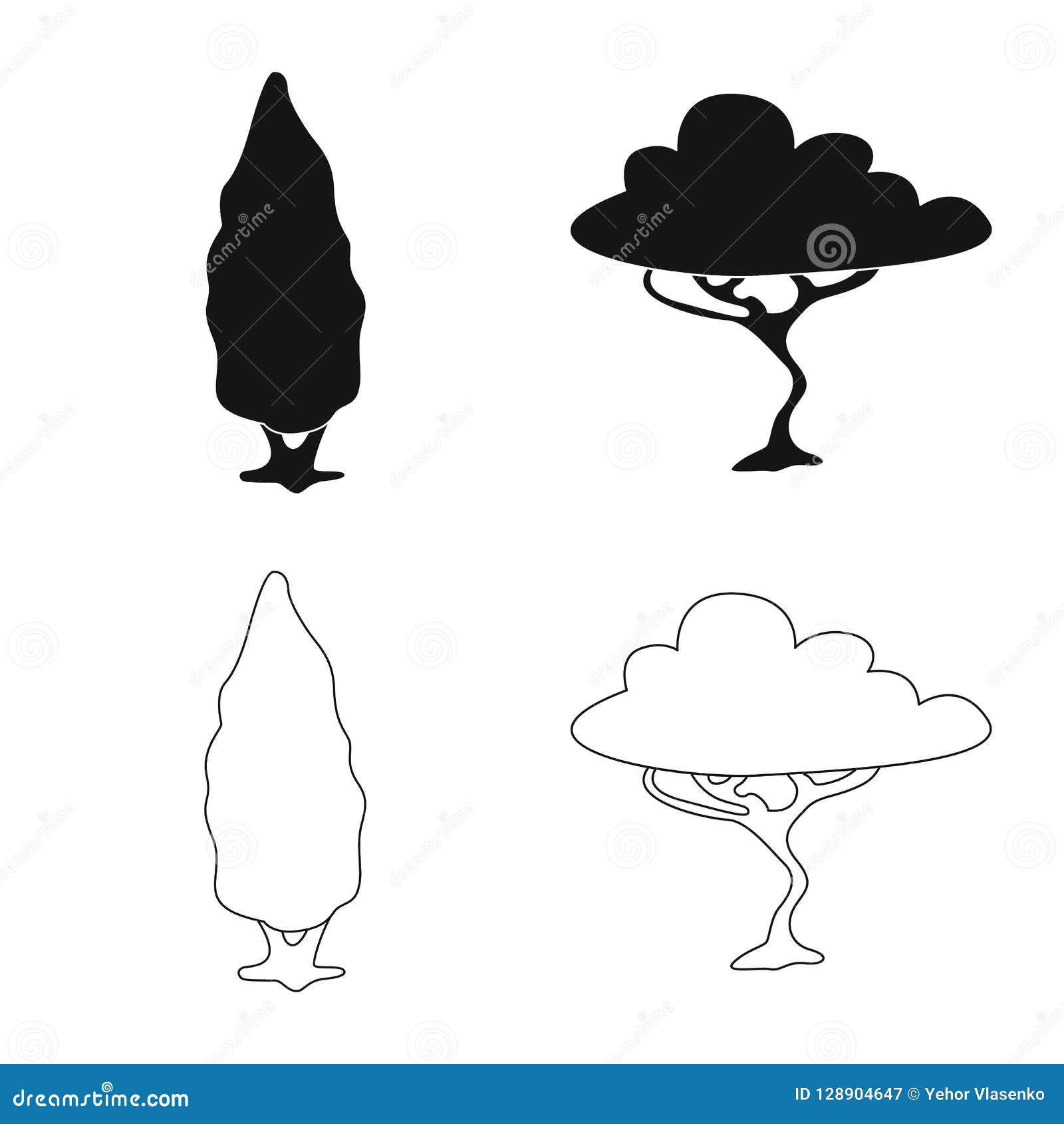 Vector Illustration of Tree and Nature Symbol. Set of Tree and Crown ...