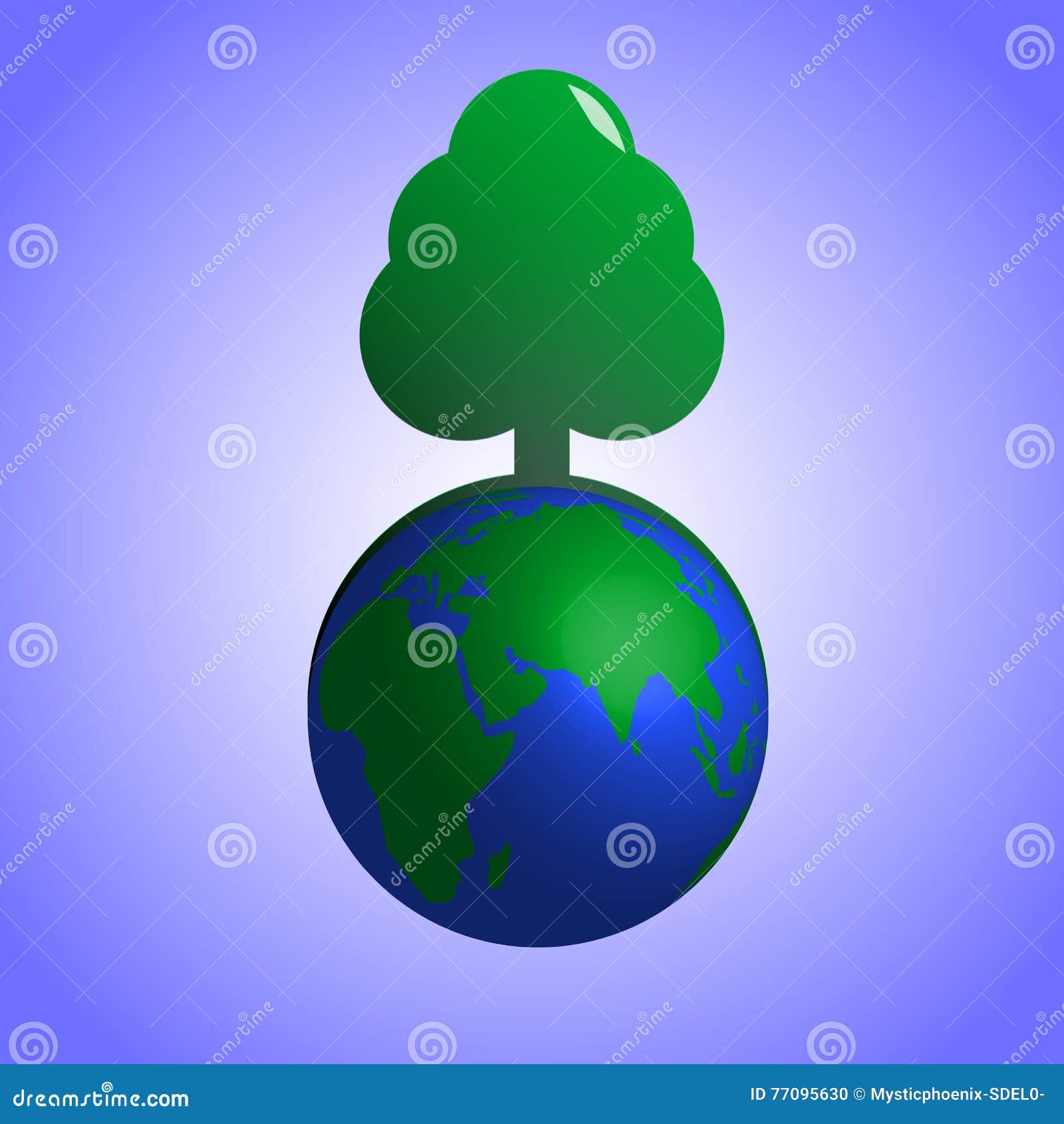 Vector Illustration Tree on Planet Earth Stock Vector - Illustration of ...