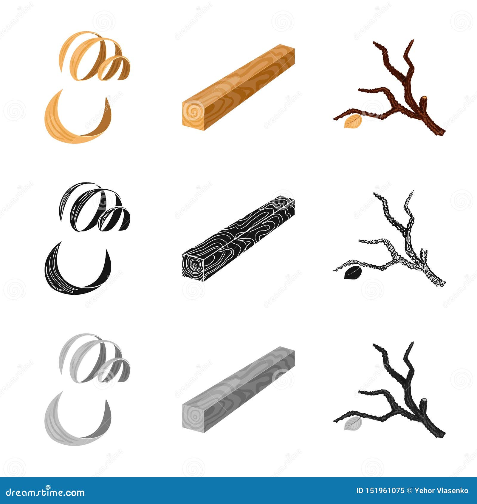 Vector Design of Tree and Raw Symbol. Set of Tree and Construction ...
