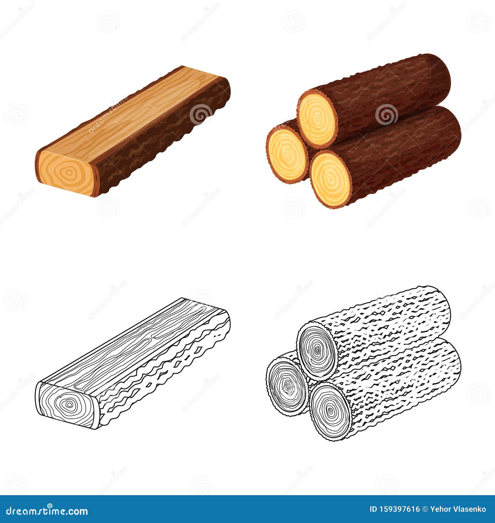 Vector Design of Tree and Raw Symbol. Collection of Tree and ...