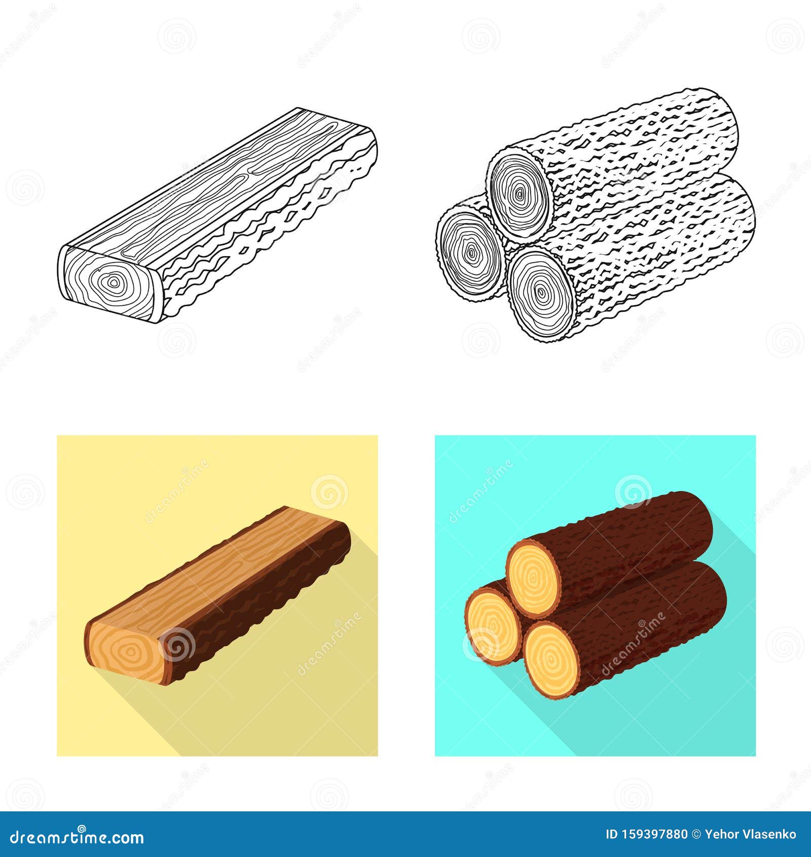 Vector Design of Tree and Raw Icon. Collection of Tree and Construction ...