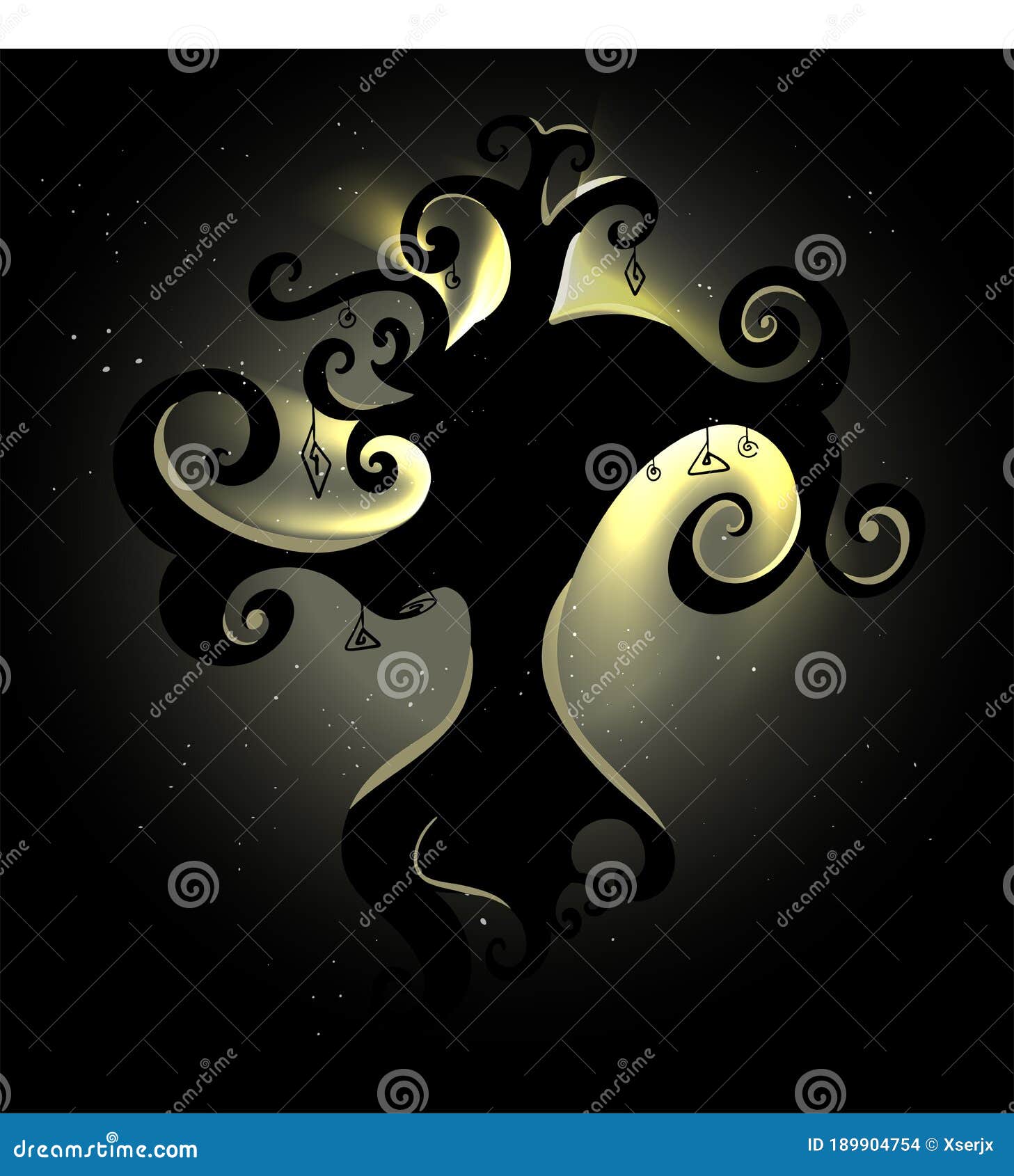 Vector Silhouette of a Tree Glowing Behind Stock Vector - Illustration ...