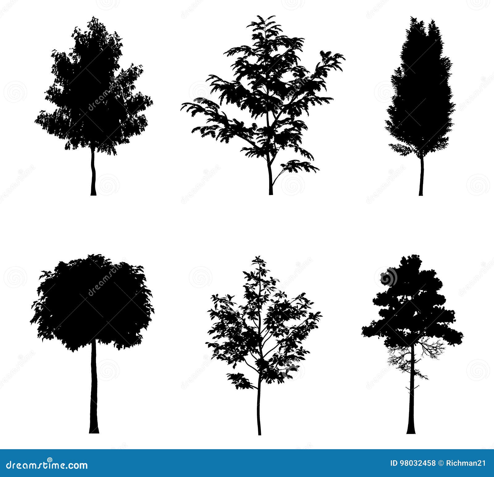 Vector Illustration of Tree Silhouettes Stock Vector - Illustration of ...
