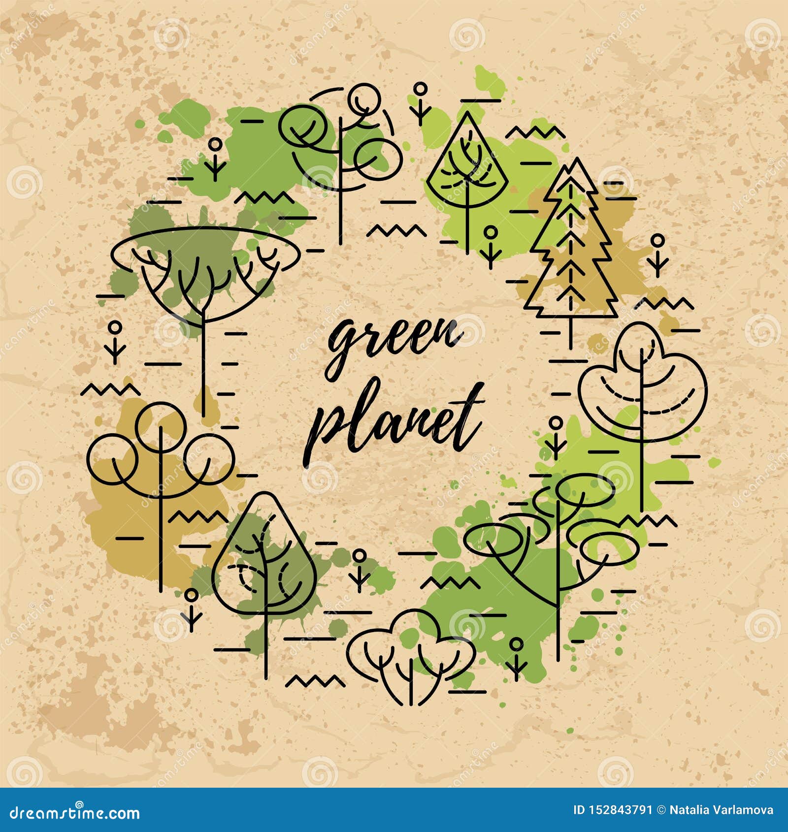 Vector Illustration with Trees Stock Vector - Illustration of icon ...