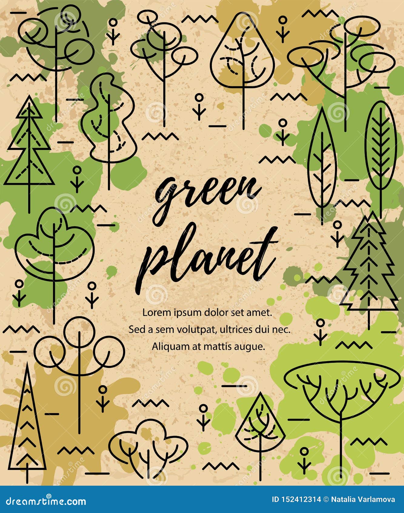 Vector Illustration with Trees Stock Vector - Illustration of flyer ...