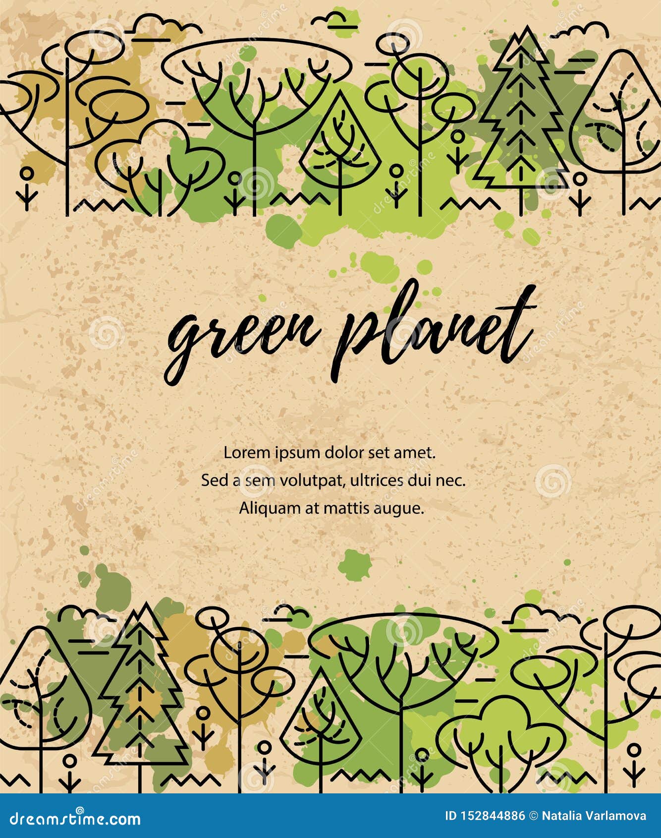 Vector Illustration with Trees Stock Vector - Illustration of flyer ...