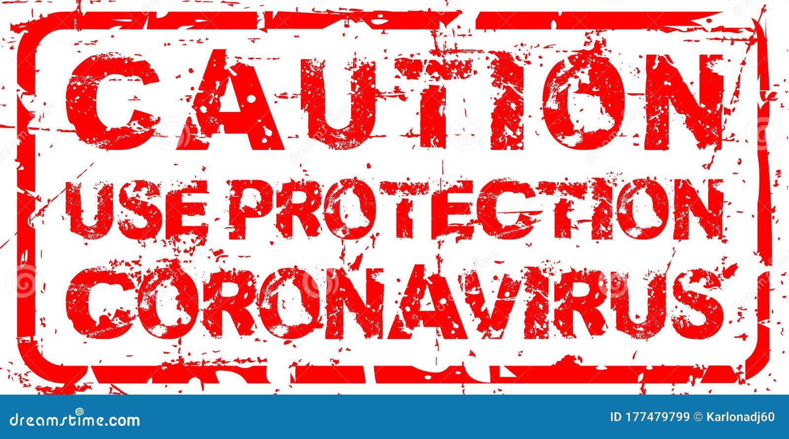 Caution Use Protection Coronavirus Warning Red Grunge Text Stock Vector ...
