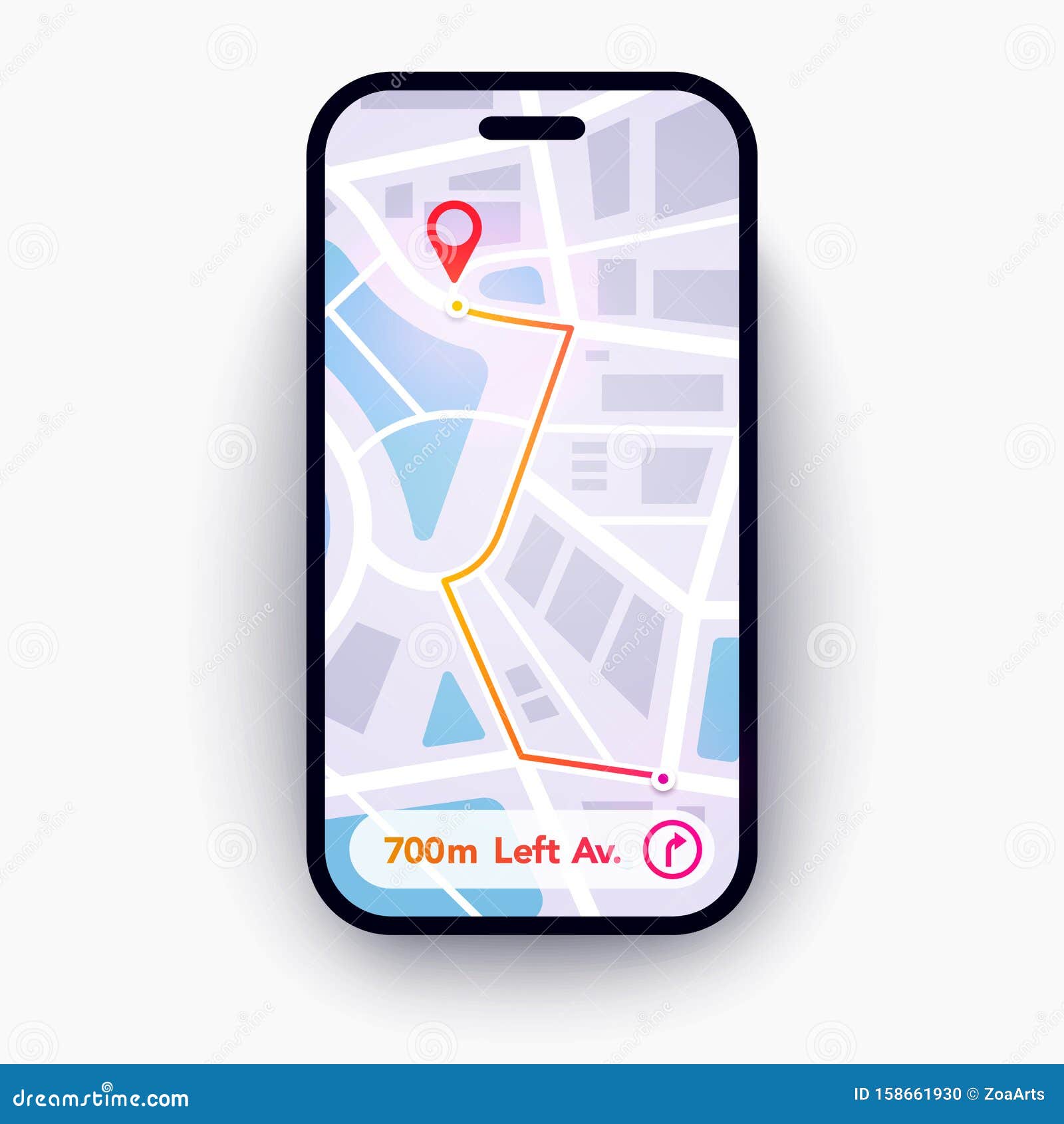 Vector Illustration Trendy Infographic City Map Navigation. Mobile App ...