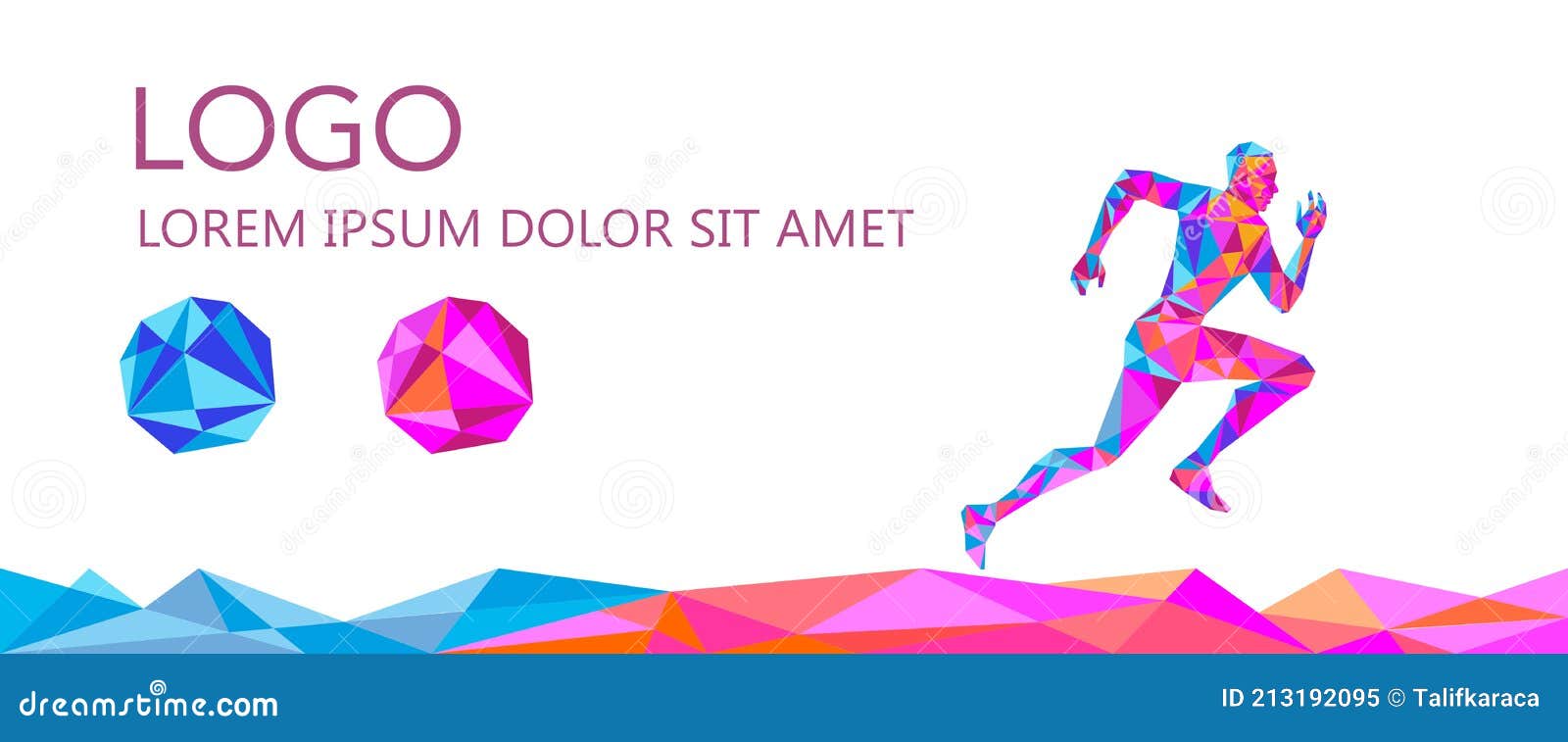 Vector Illustration of Triangular Polygonal Crystal Textured Athlete ...