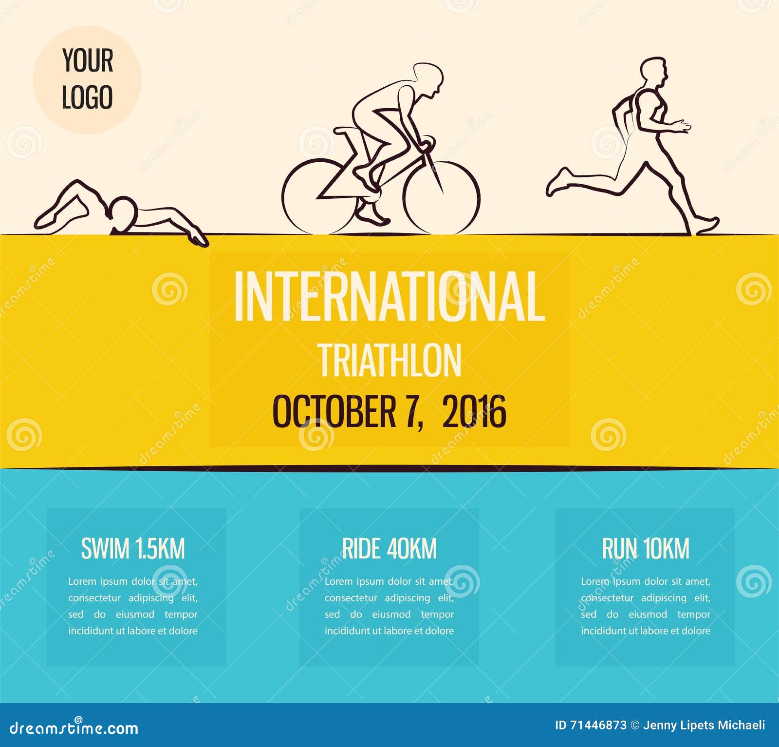 Vector Illustration Triathlon, Flat Design Stock Vector - Illustration ...