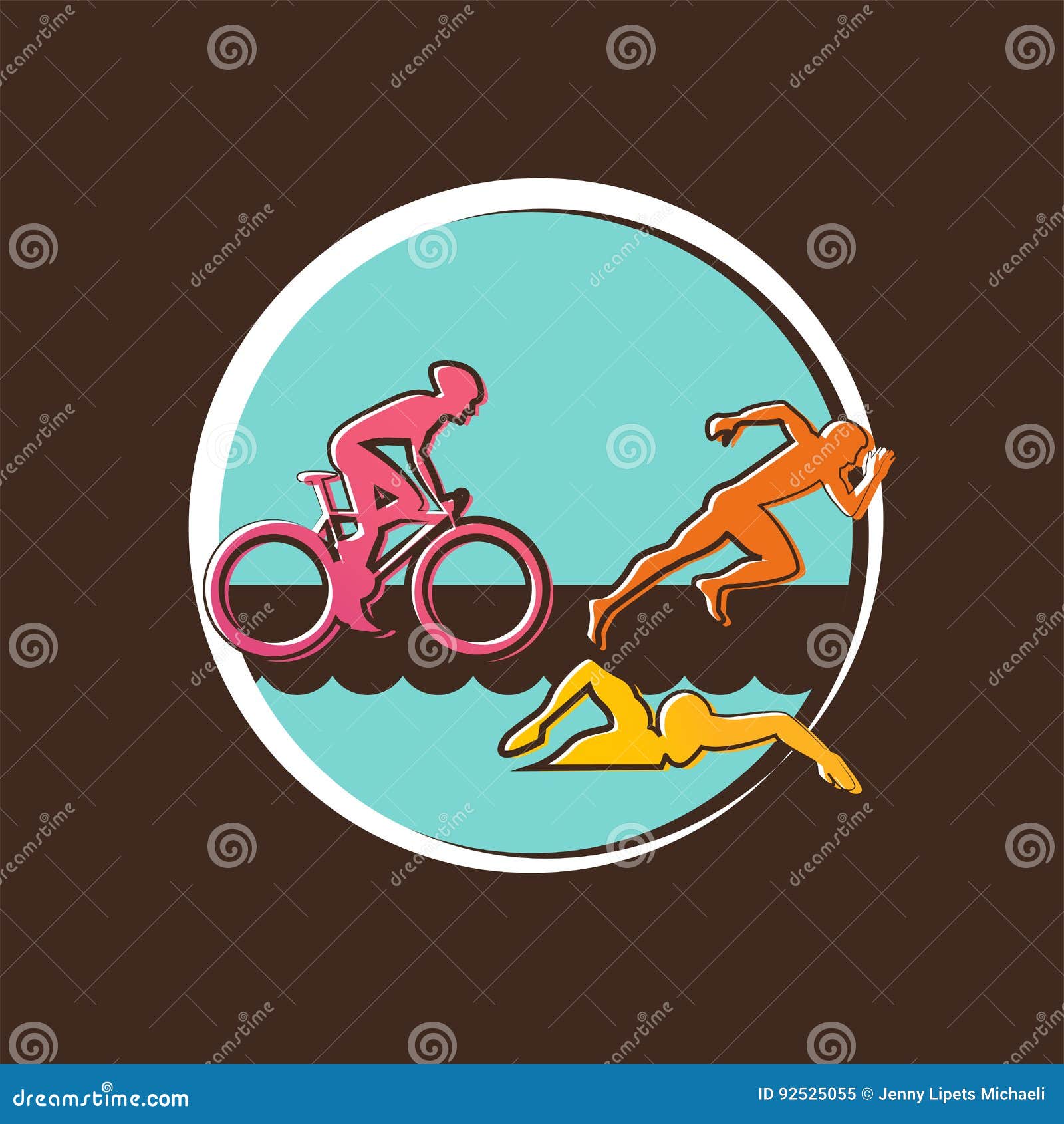 Vector Illustration Triathlon, Flat Design Stock Vector - Illustration ...