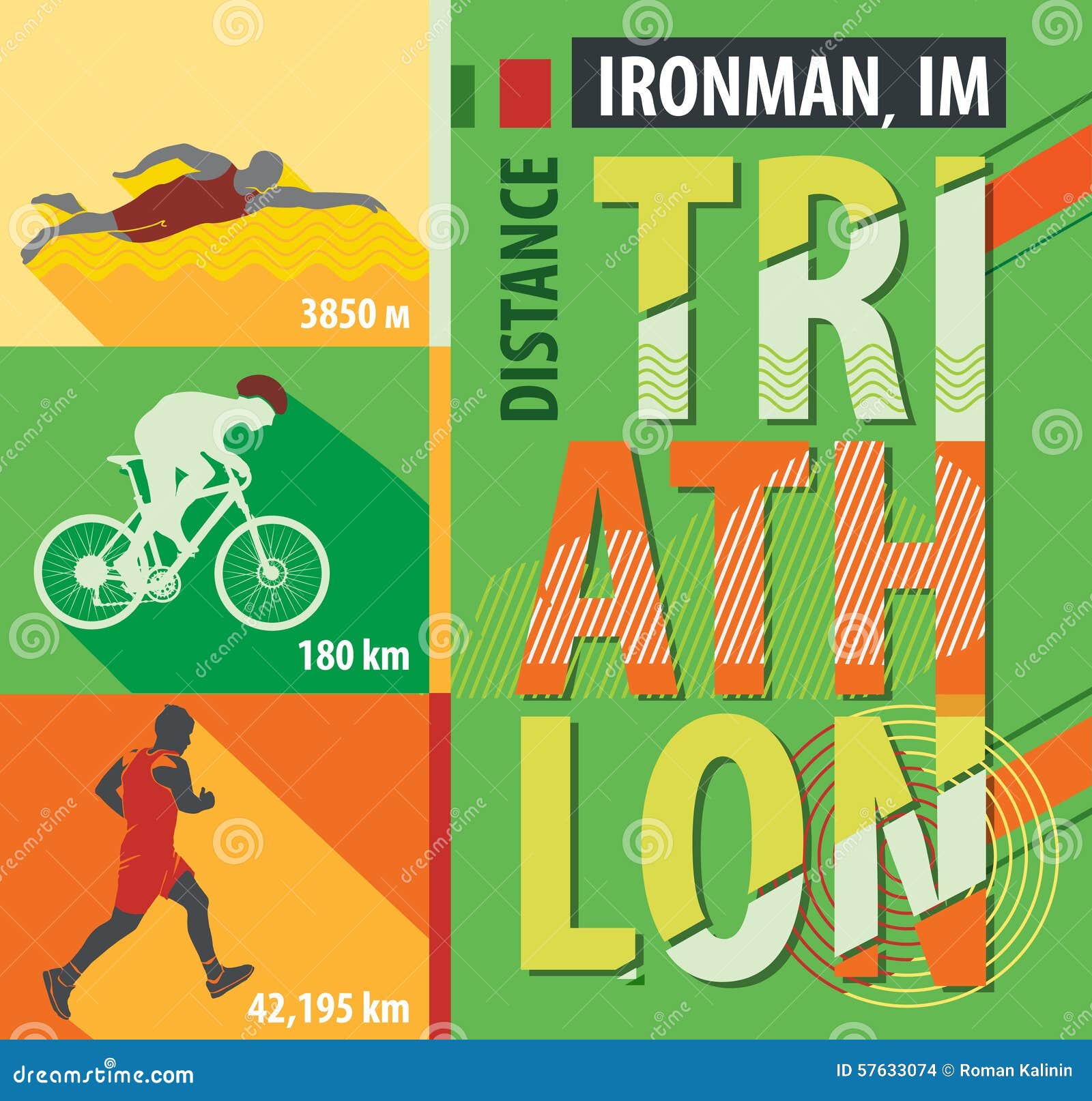 Vector Illustration Triathlon, Flat Design. Stock Vector - Illustration ...