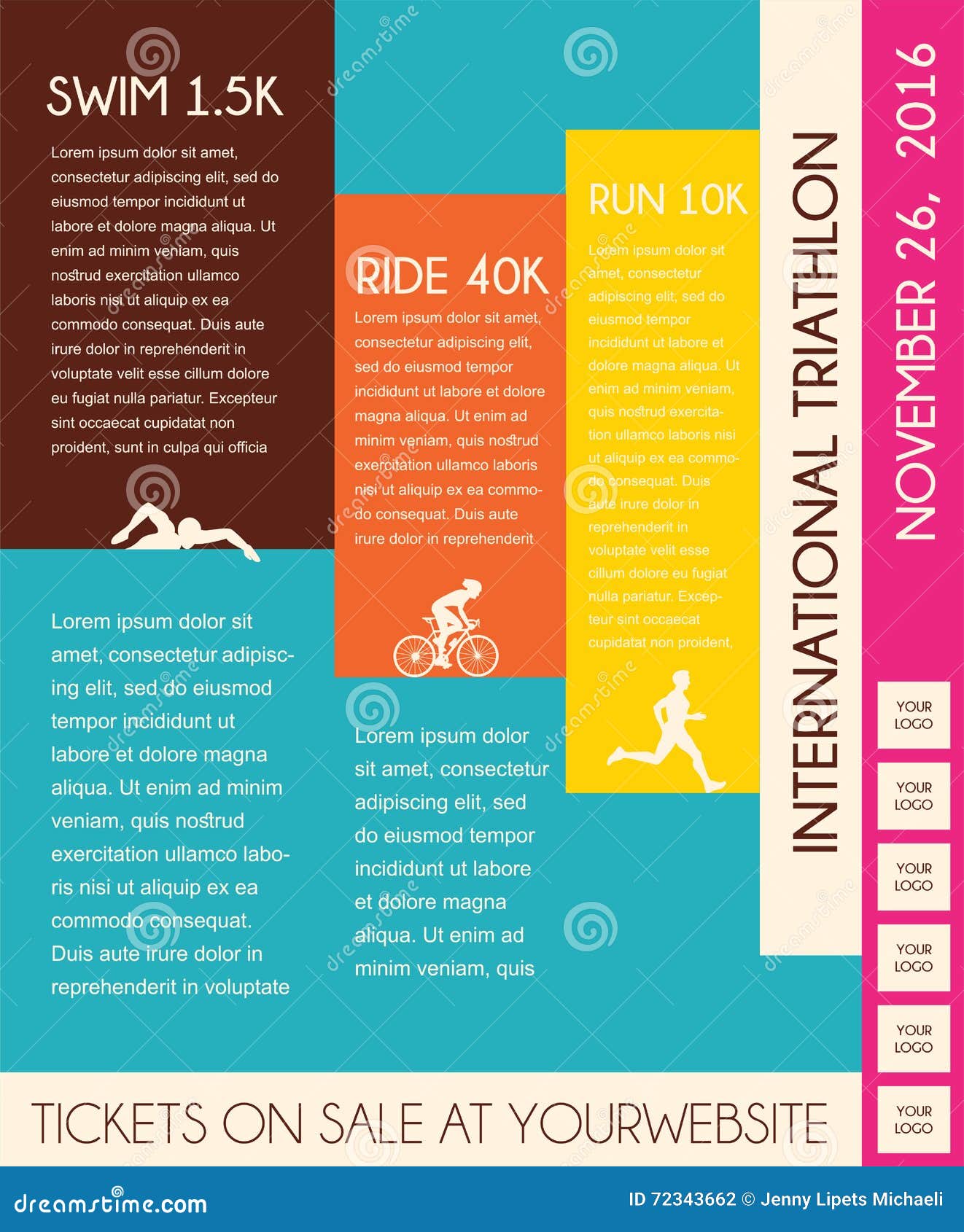 Vector Illustration Triathlon, Flat Design. Poster Template Stock ...