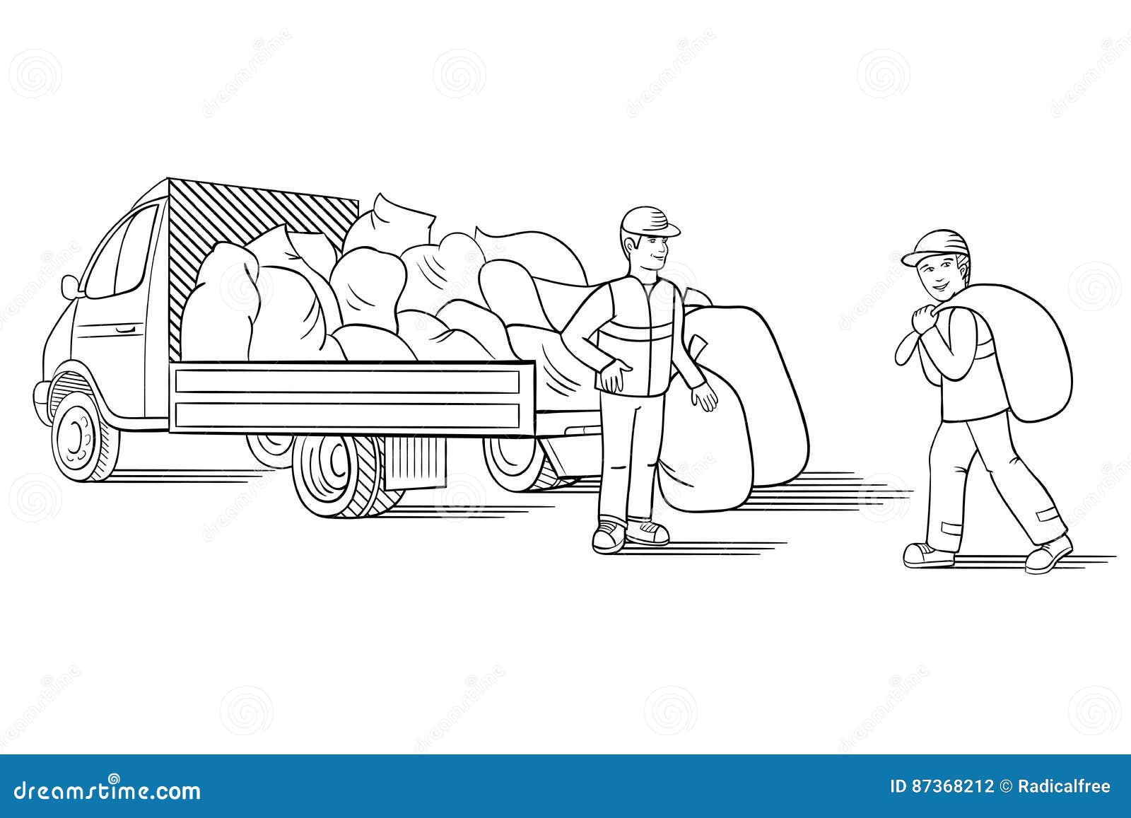 Vector Illustration of Truck with Cargo for Moving or Relocation with ...