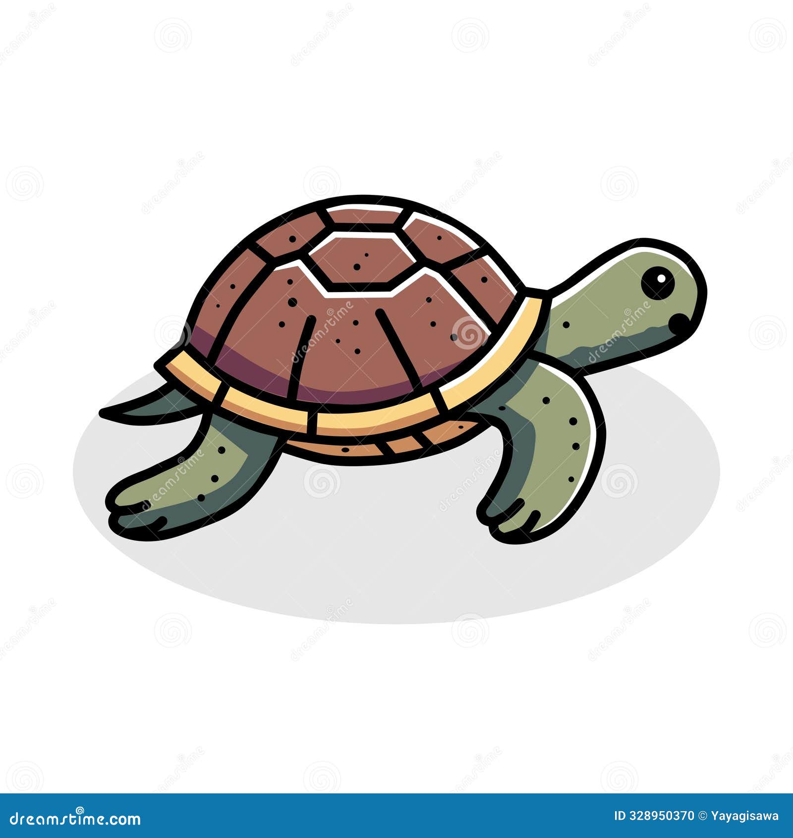 Vector Illustration of a Turtle in Cartoon, Minimalist and Flat Style ...