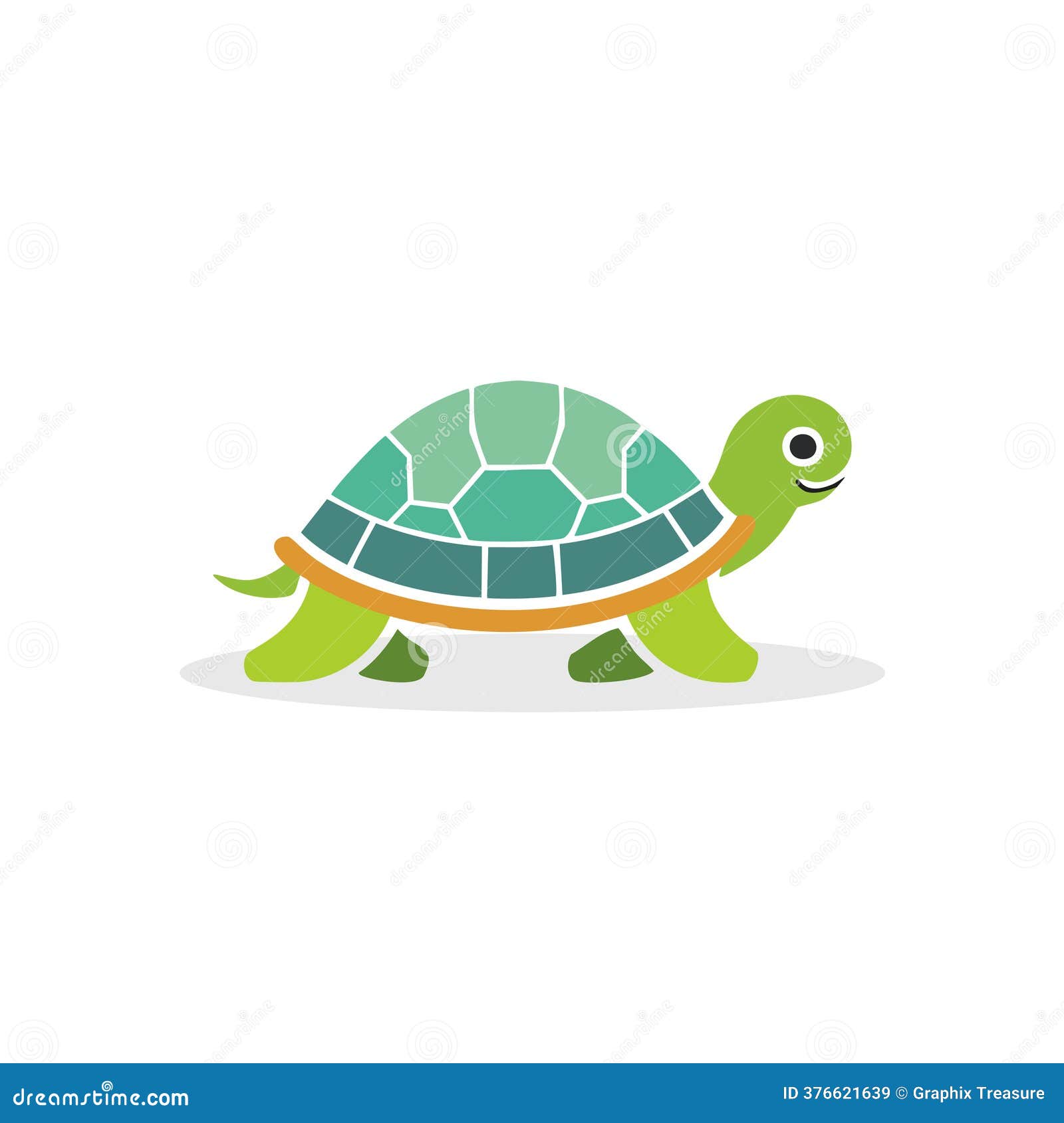 Turtle Cute On Green Background. Isolated Cartoon Vector Character ...