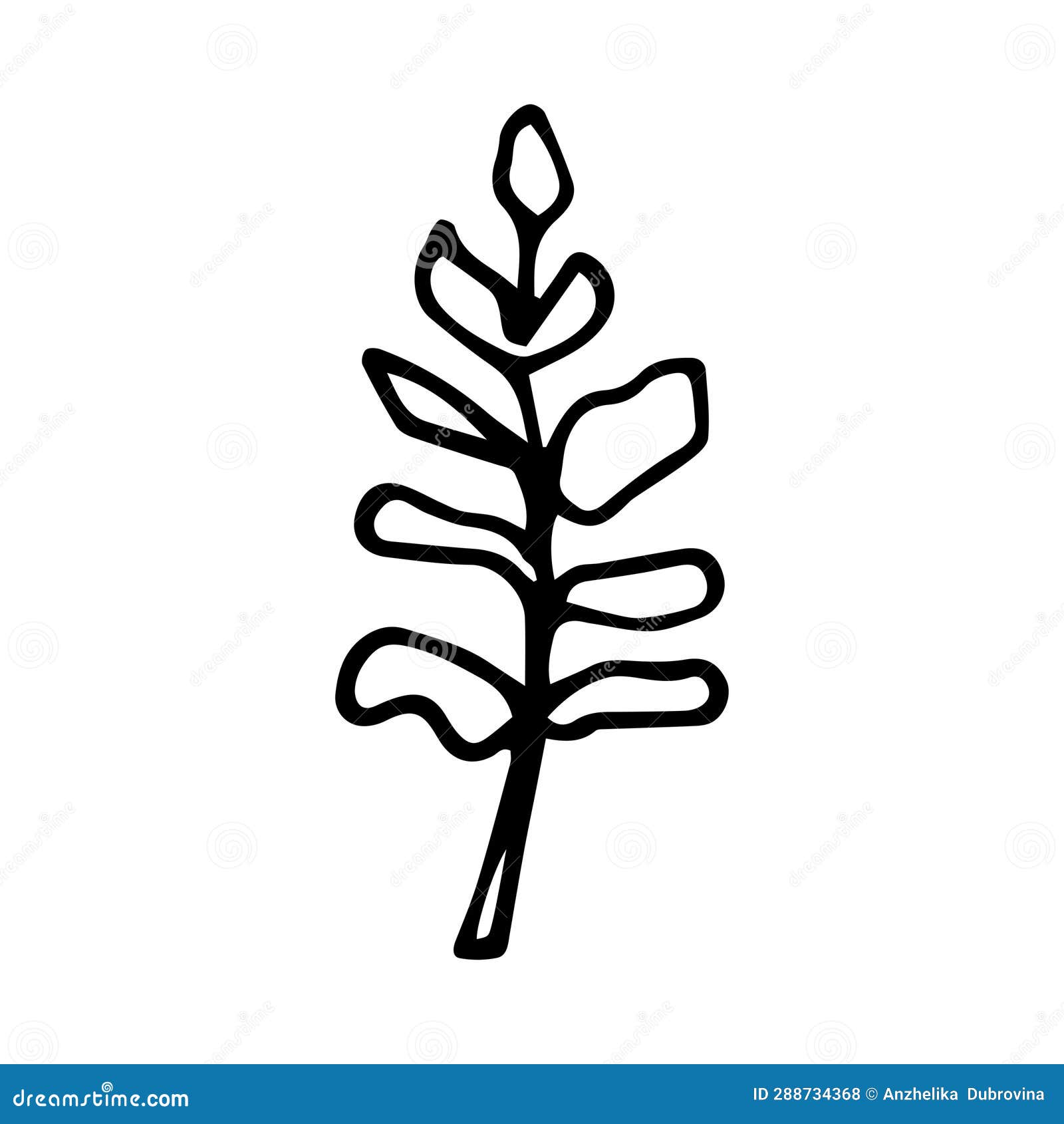 Vector Illustration of a Twig in a Linear Style Stock Vector ...
