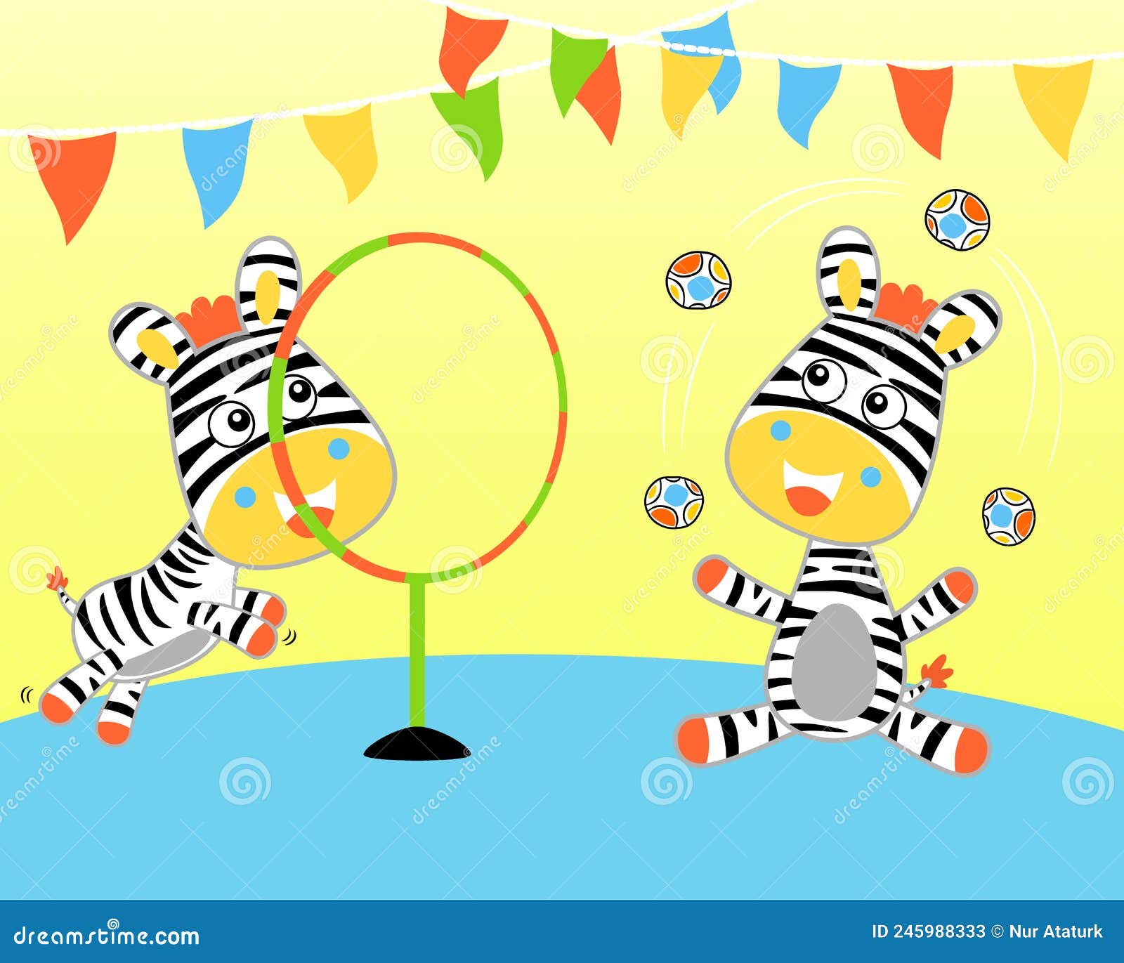 Zebra On Circus Cartoon Color Illustration | CartoonDealer.com #240815280