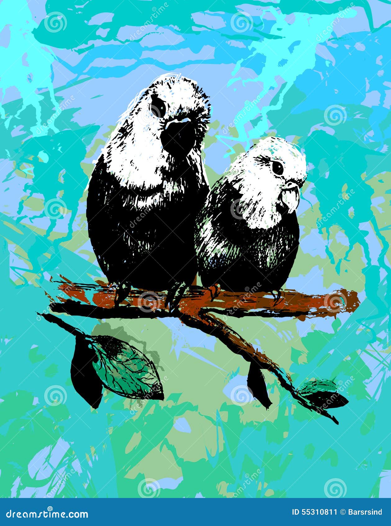 Vector Illustration of Two Birds, Parrots in Eps Stock Illustration ...
