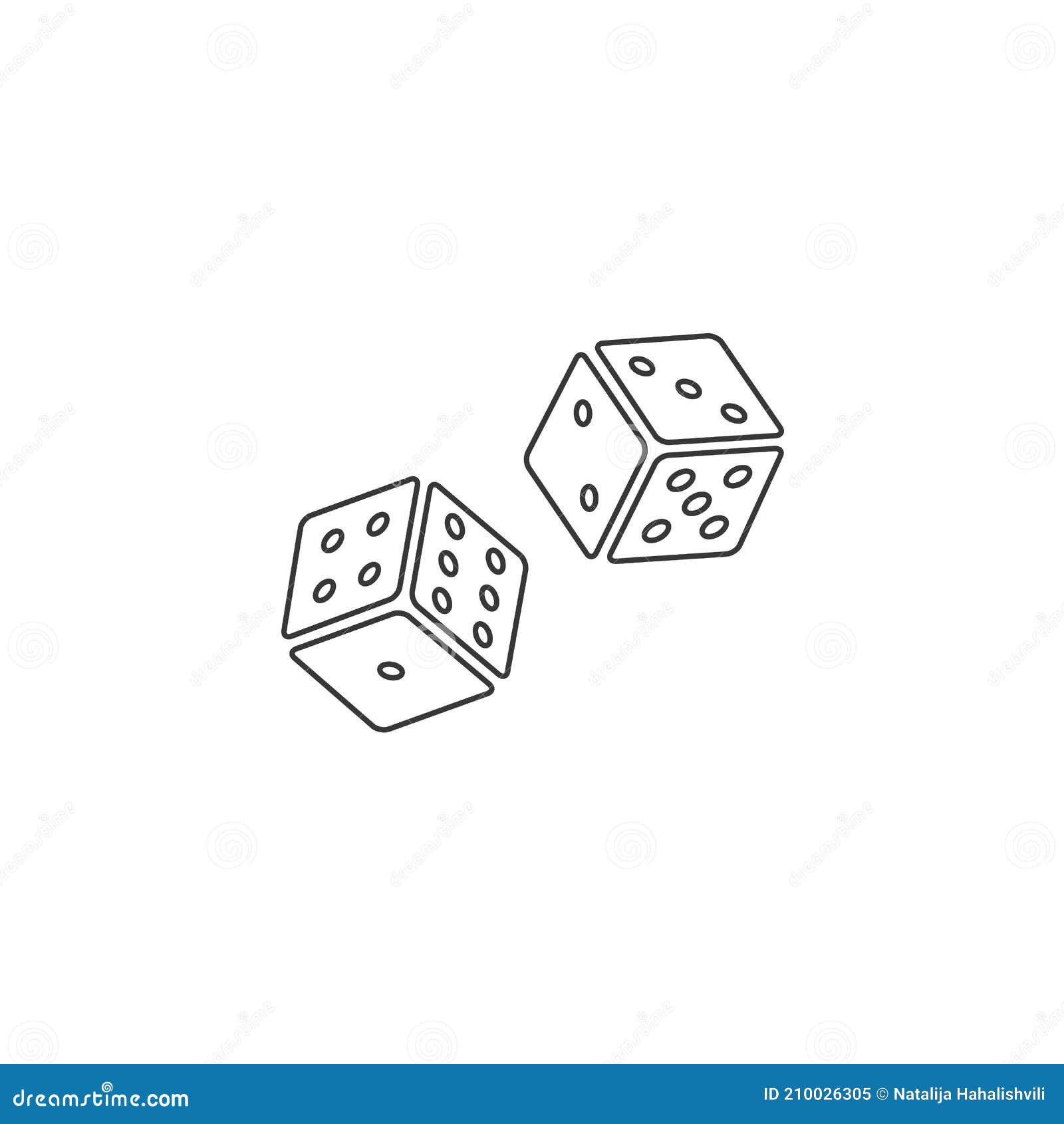 Vector Illustration of Two Black Dice Line Icon Modern Flat Style Stock ...