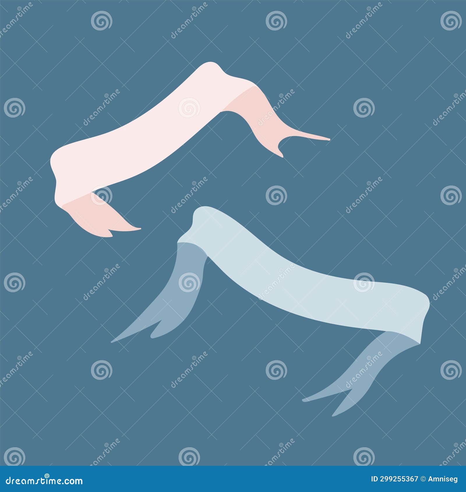 Vector Illustration of Two Blue and Pink Ribbons. Stock Illustration ...