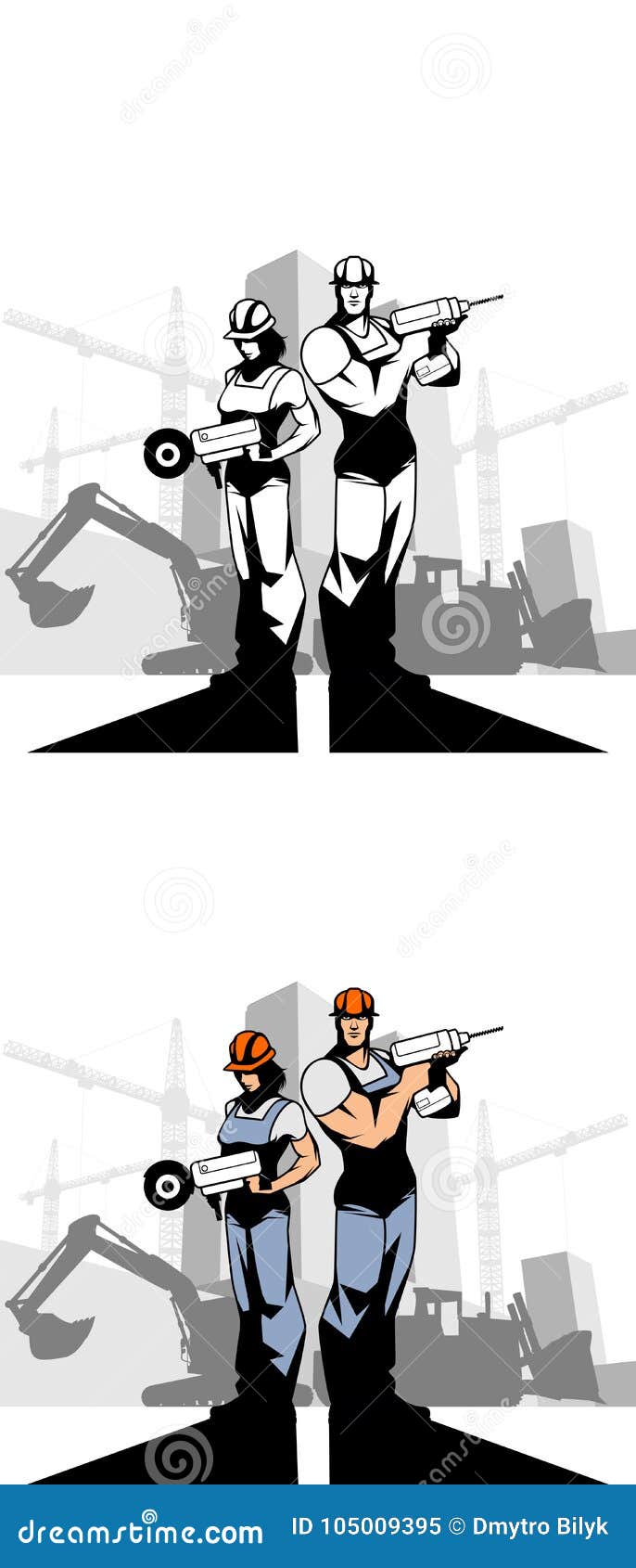 Image of two builders stock vector. Illustration of background - 105009395
