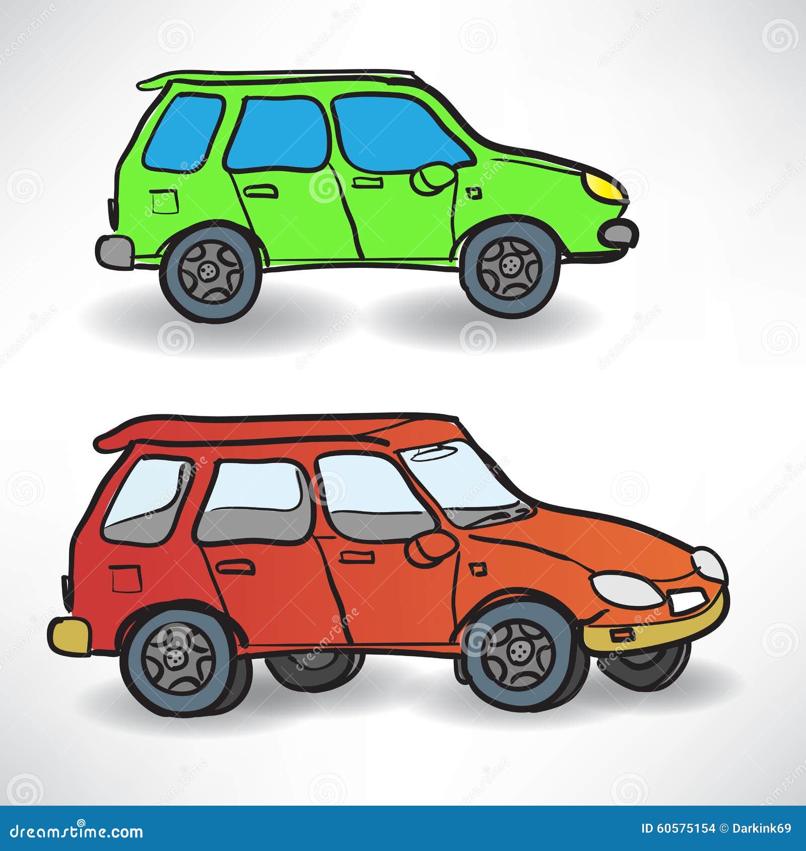 Vector Illustration of a Two Cars Stock Vector - Illustration of city ...