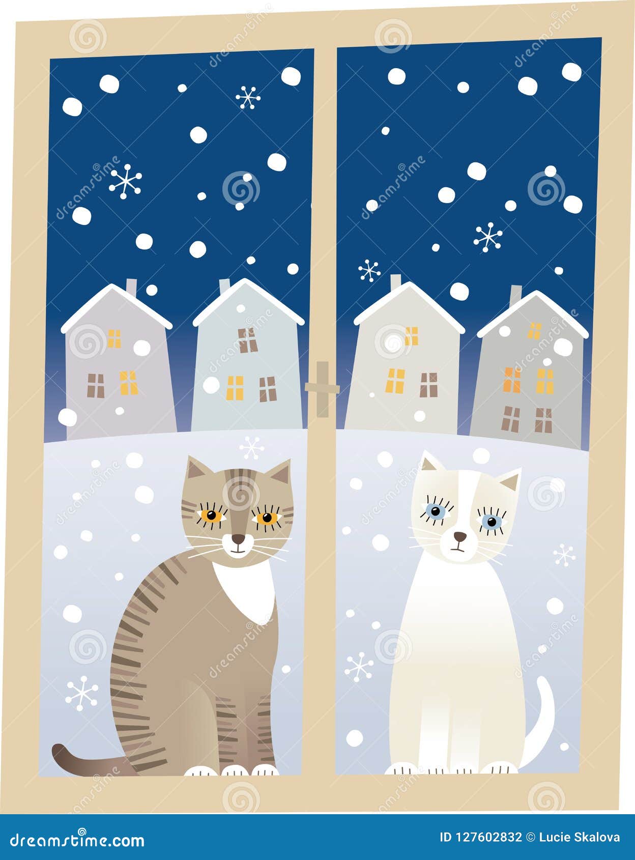 Cats and winter stock vector. Illustration of background - 127602832