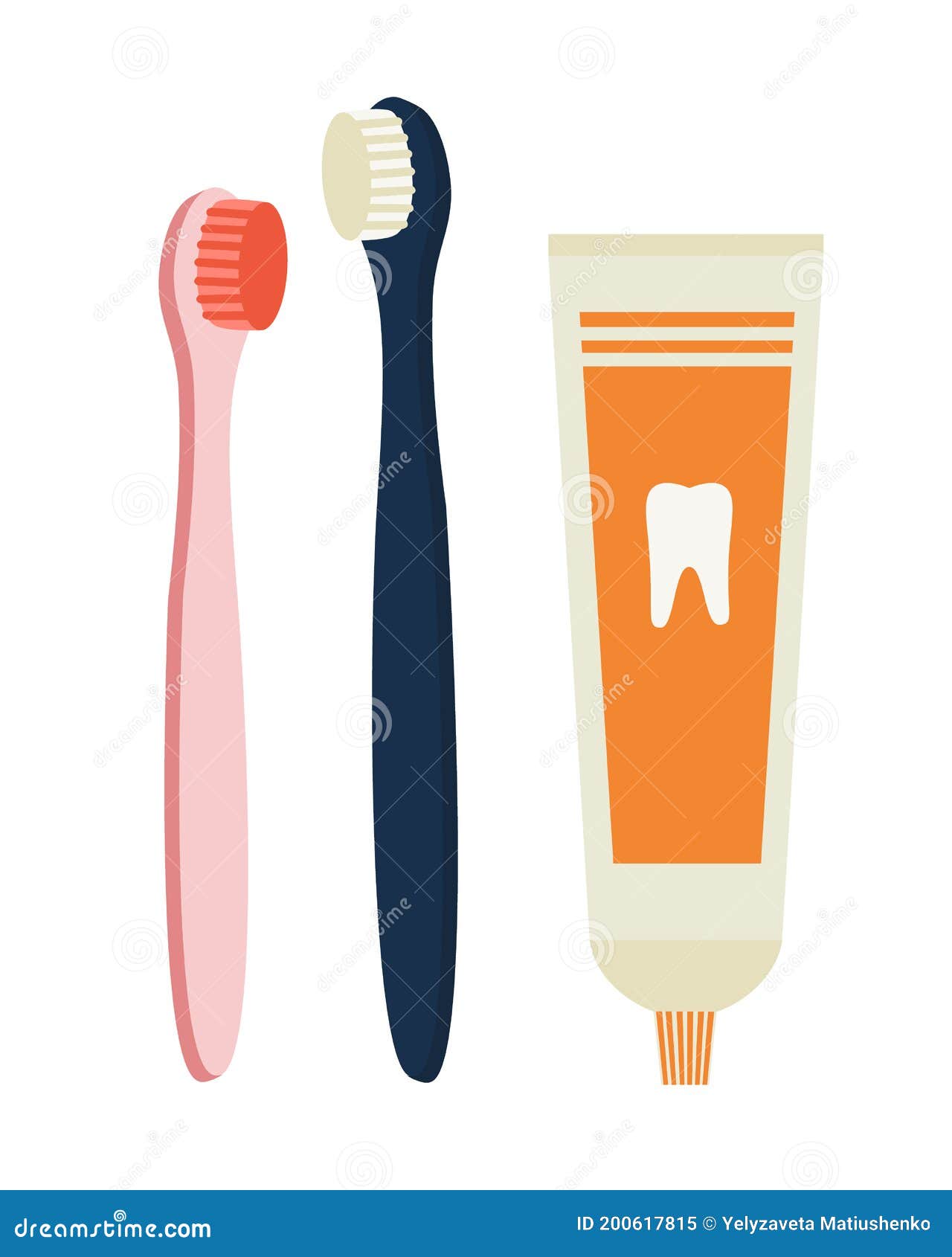 Vector Illustration of Two Colored Toothbrushes in Blue and Pink Color ...