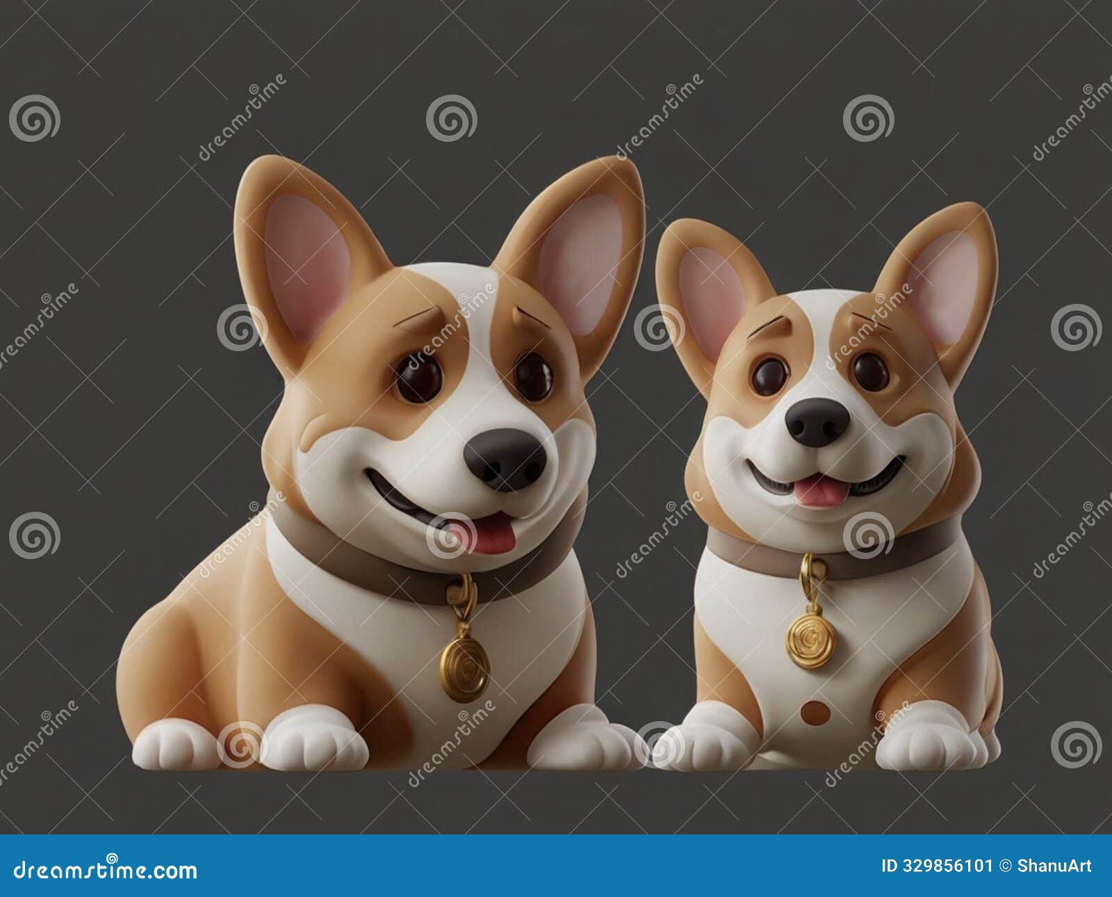 A Vector Illustration of a Two Cute Dogs in a Dark Backdrop. Stock ...