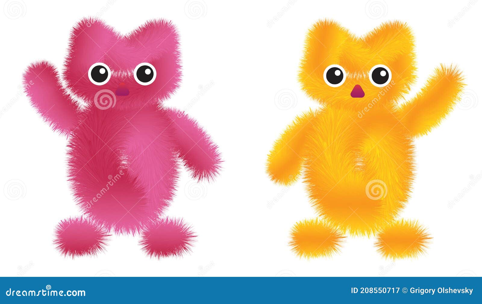 Vector Illustration of Two Cute Kittens in Cartoon Style Stock Vector ...