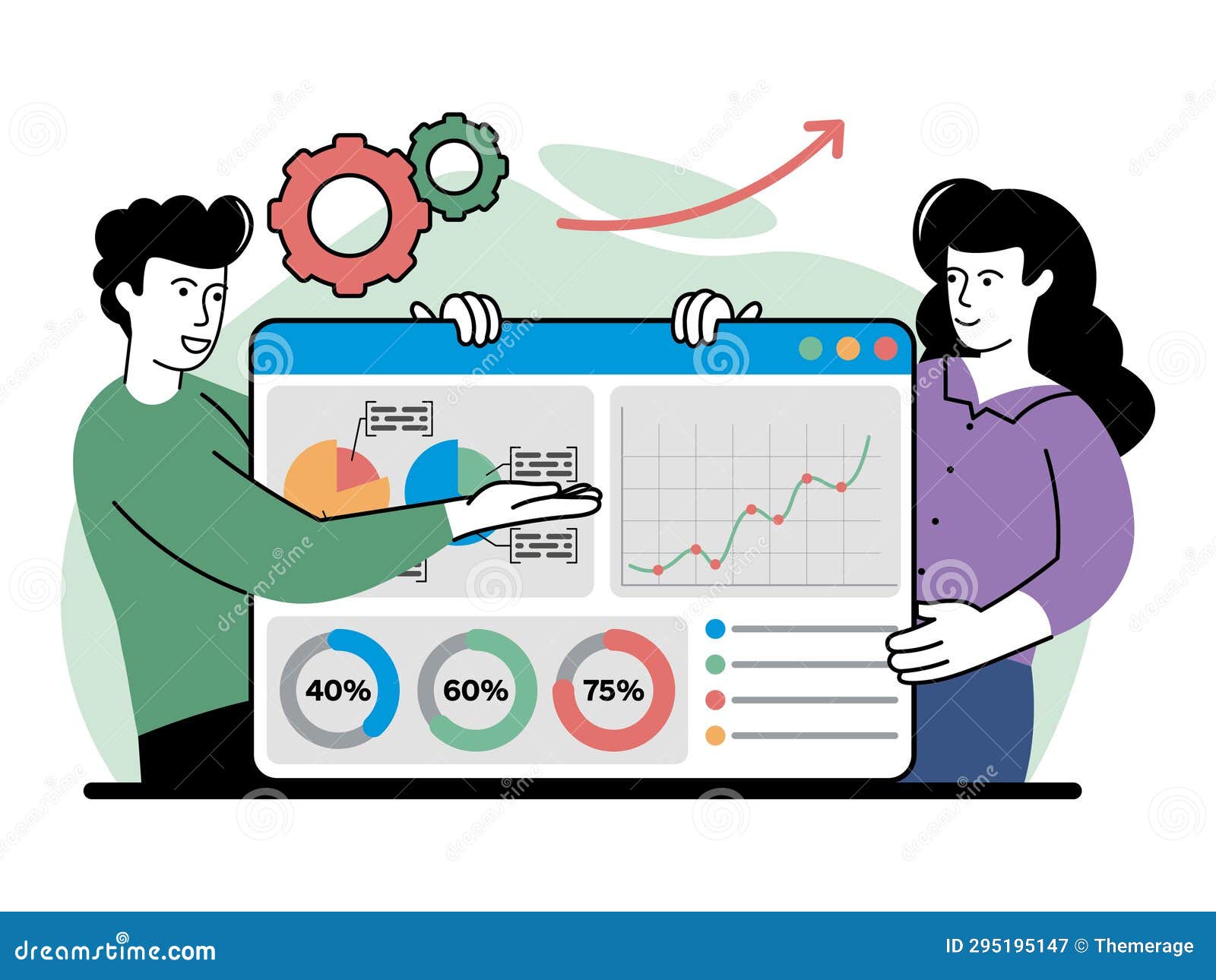 Vector Illustration with Two Employees Who Provide Training Stock ...