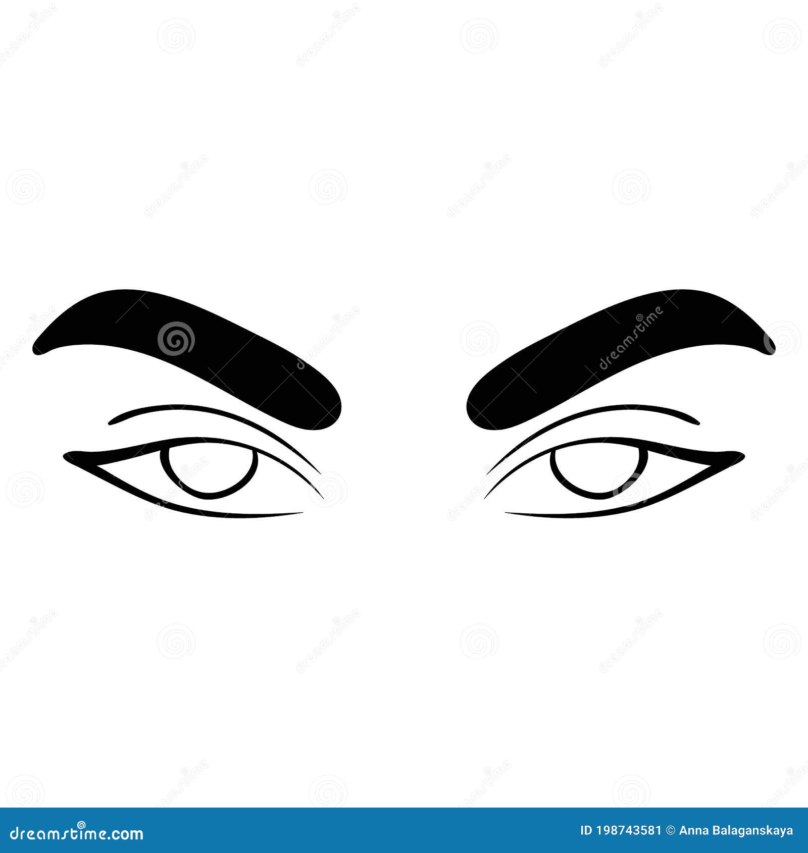 Vector Illustration of Two Eyes and Eyebrows Stock Vector ...