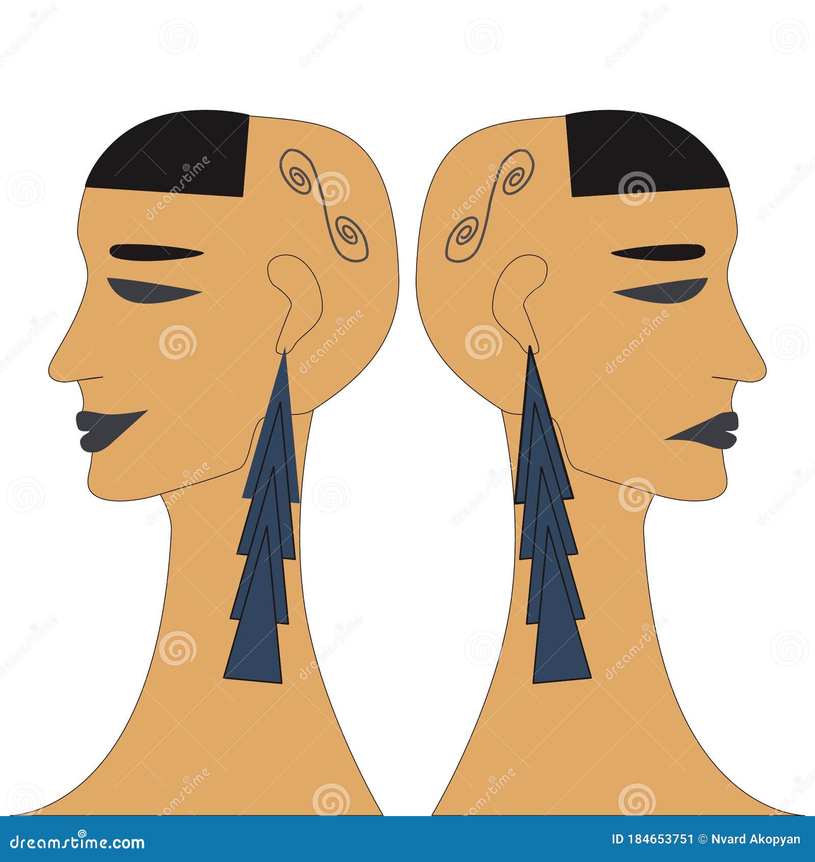 Vector Illustration Two Face. Happy and Sad. Side View Stock Vector ...