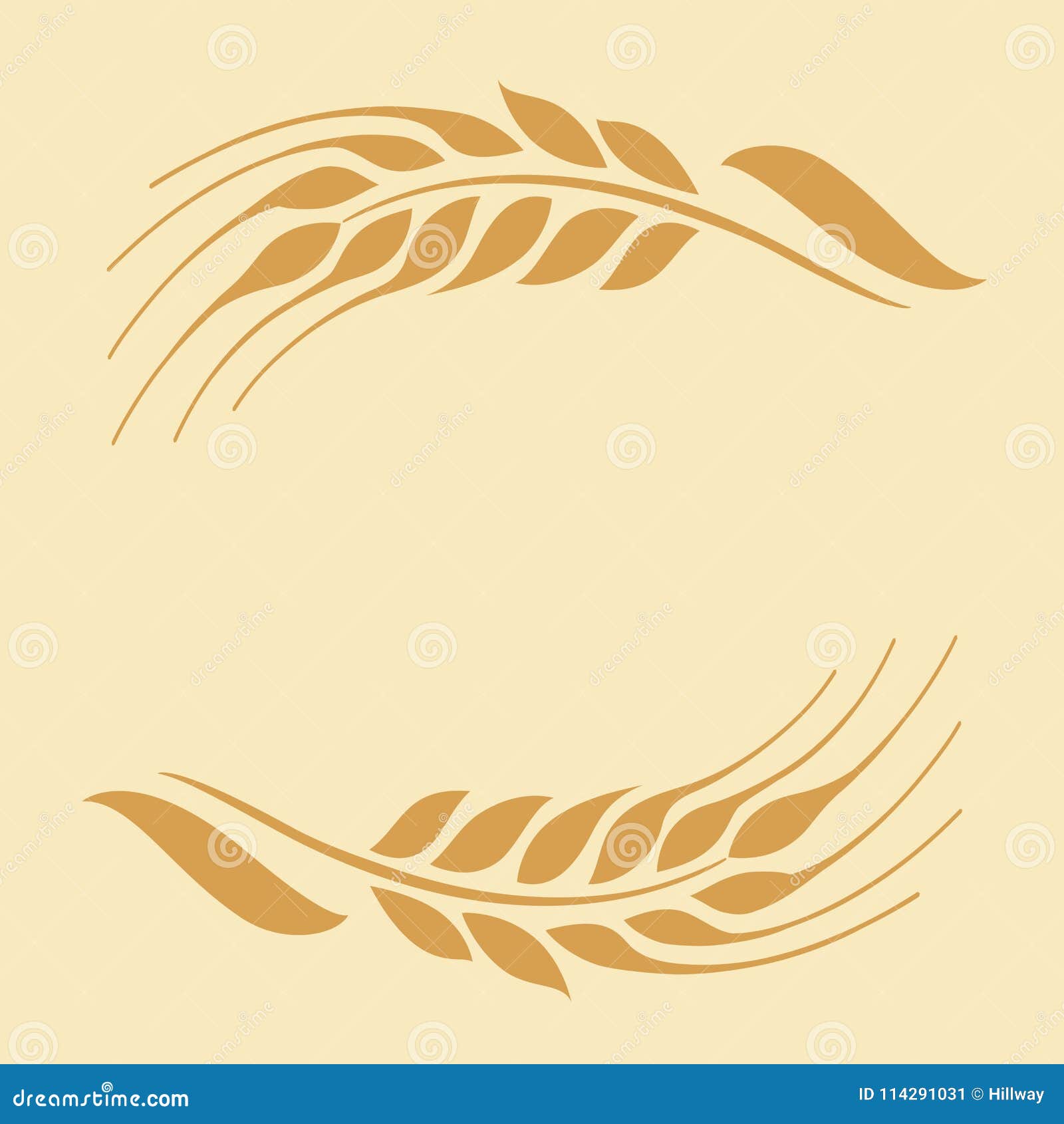 Gold Ripe Wheat Ears Frame, Border or Corner Element. Stock Vector - Illustration of frame, logo ...
