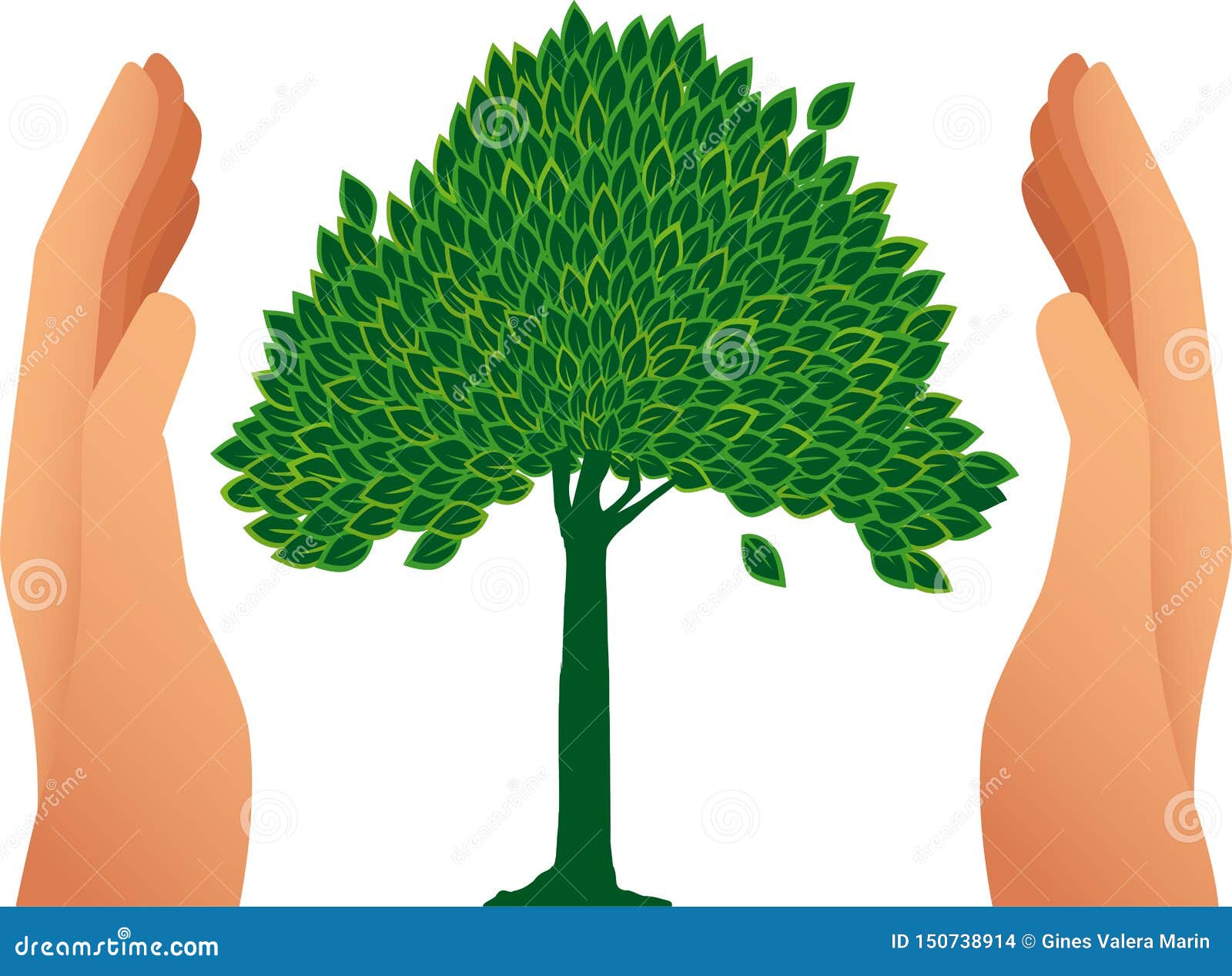 Two Hands Caring a Tree Drawing. Environmental Concept Stock Vector ...