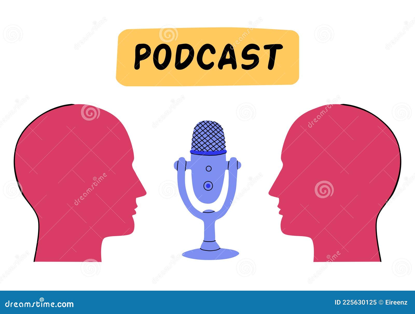 Vector Illustration with Two Human Heads Speaking into Microphone ...
