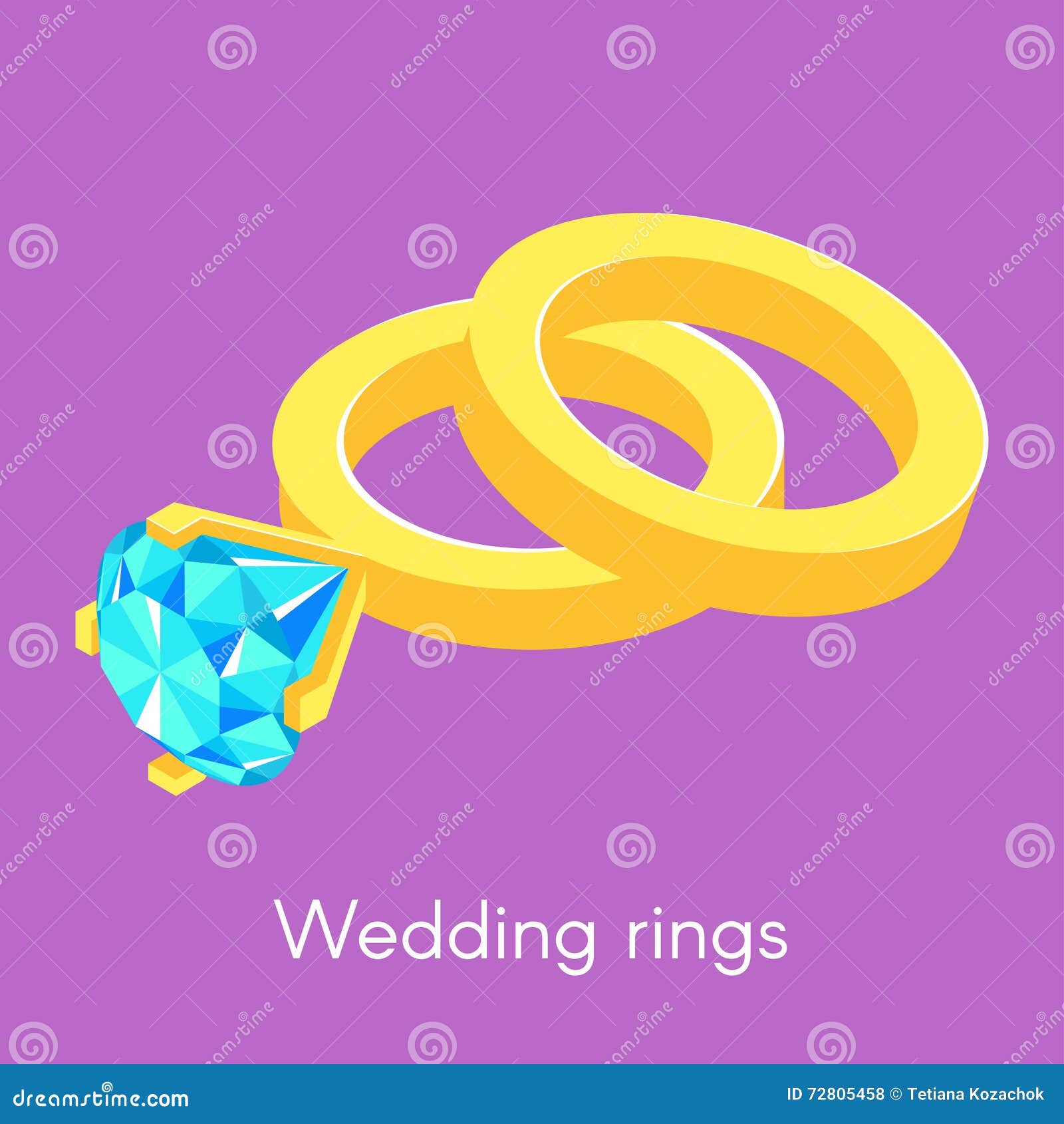 Vector Illustration of Two Isometric Wedding Rings. Stock Vector ...
