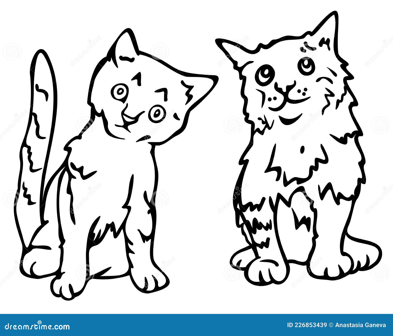 Vector Illustration of Two Kittens. Stock Vector - Illustration of ...